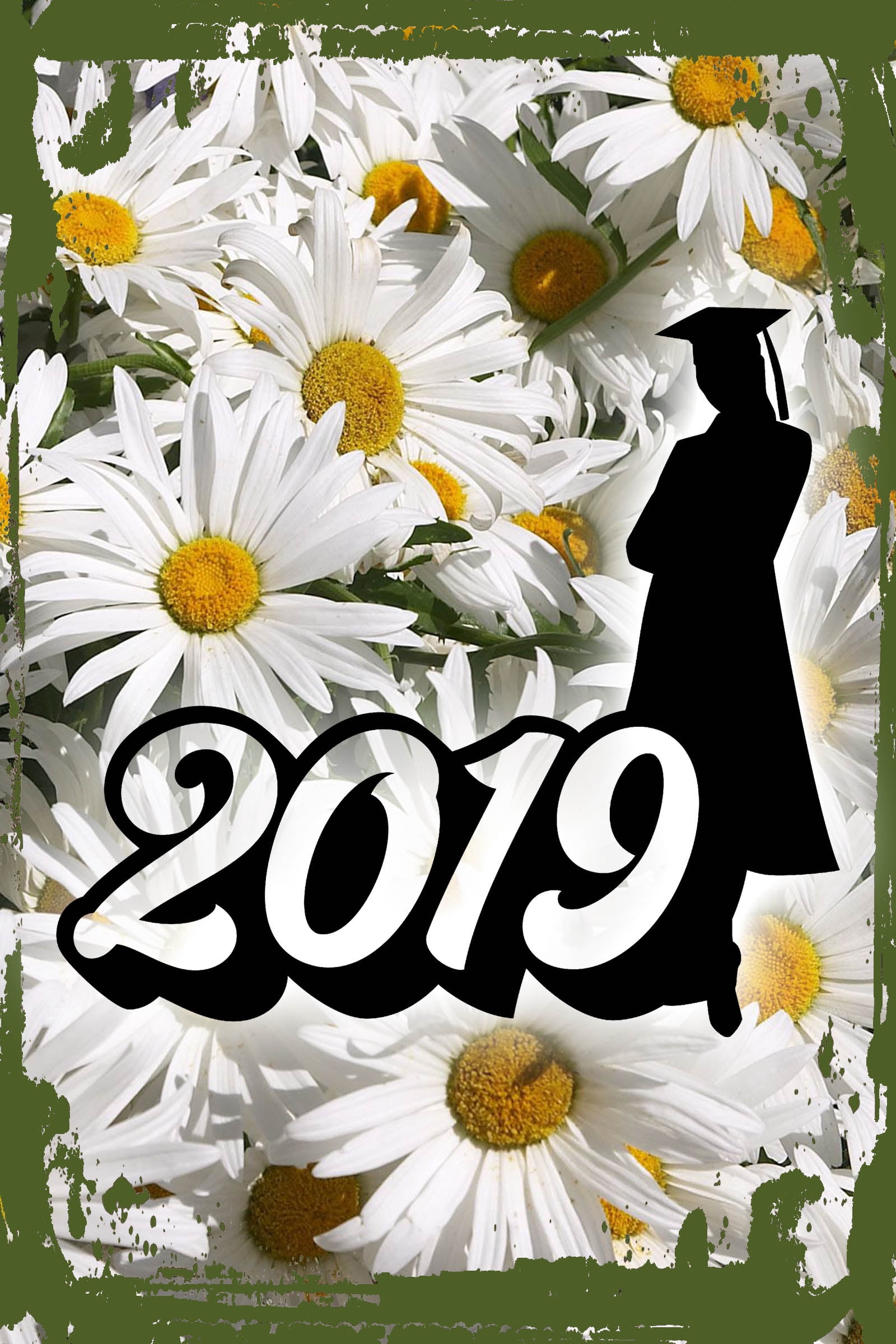 Daisy Flower Wall Art Classic class of 2019 graduate silhouette school ...