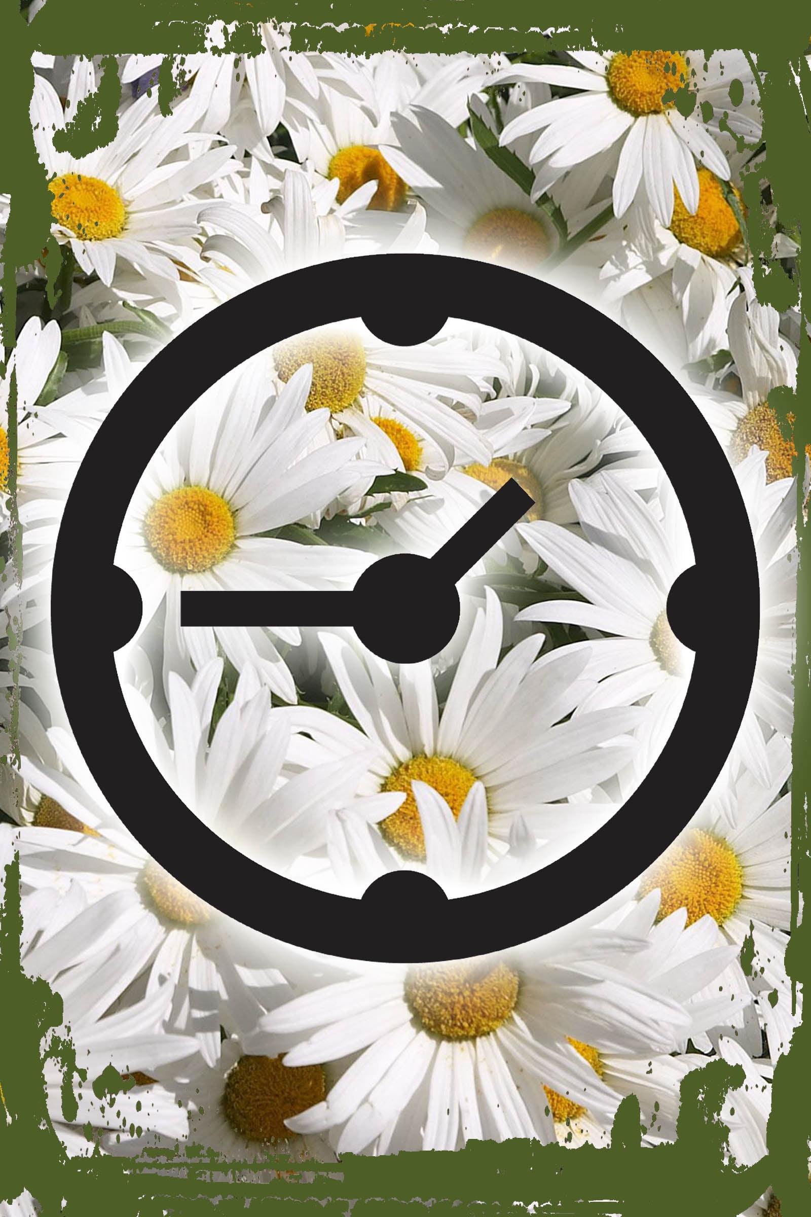 Daisy Flower Wall Art Clock silhouette time when count hours minutes ...