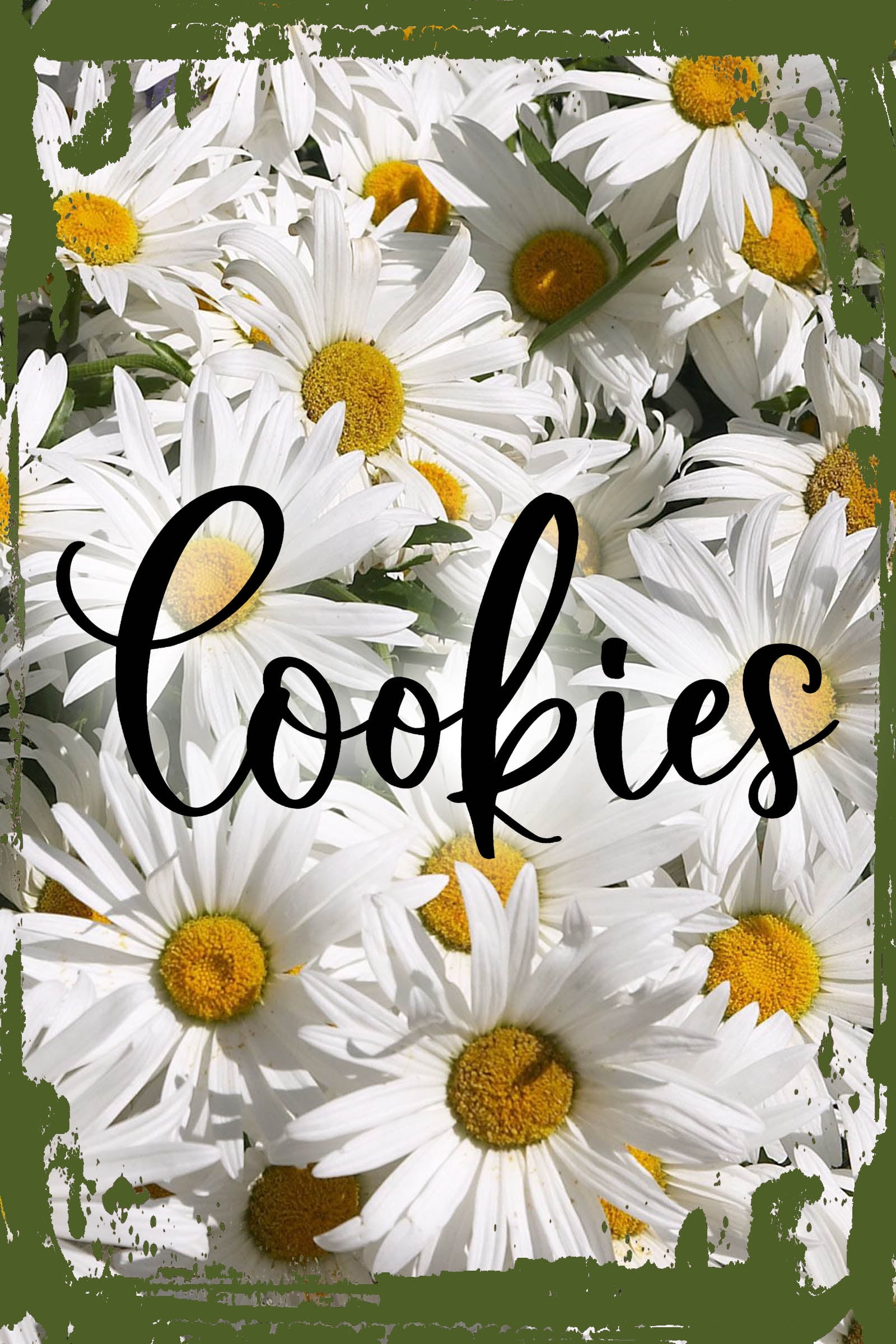 Daisy Flower Wall Art Cookies cursive chef baking sweets bakery ...