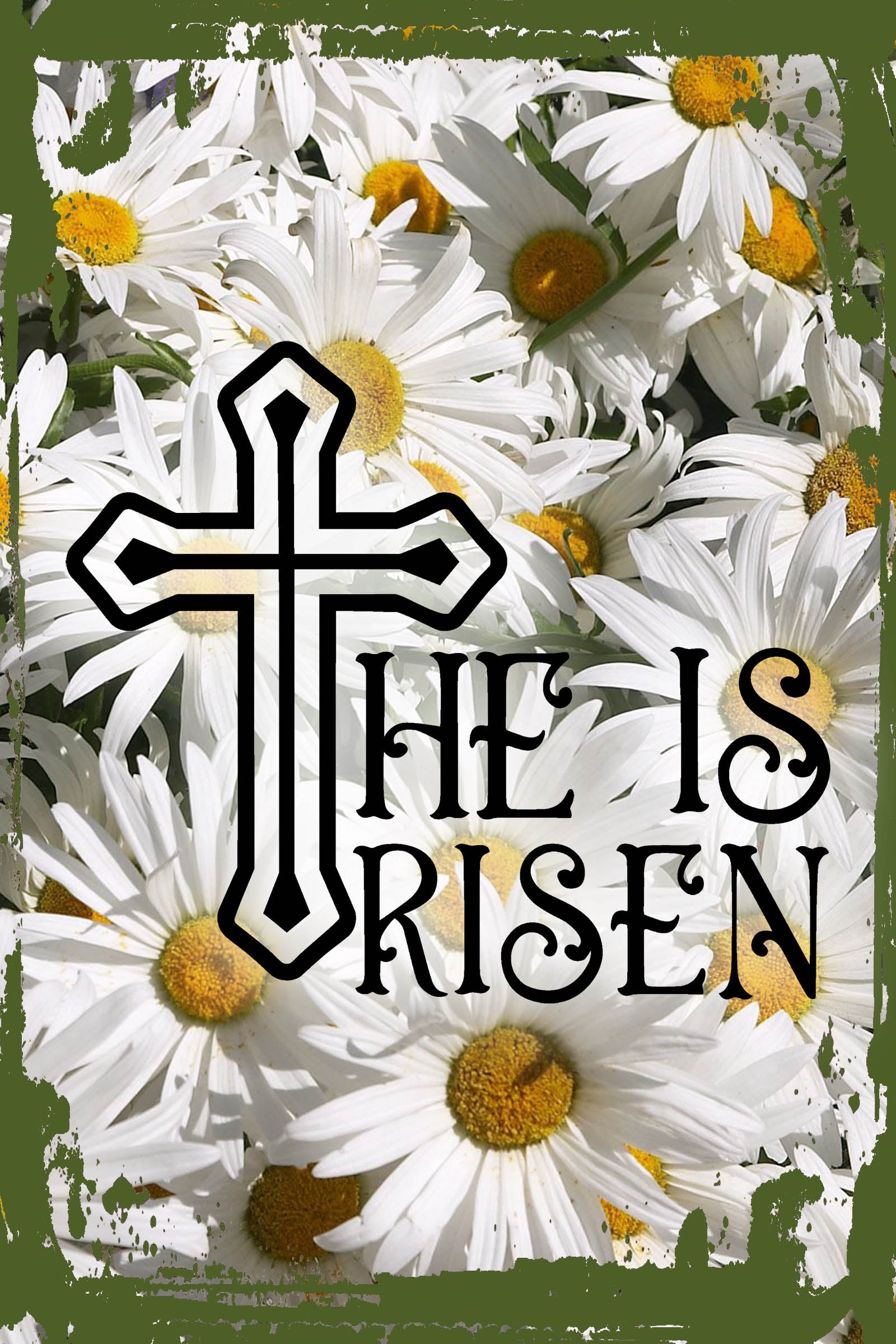Daisy Flower Wall Art Cross he is risen jesus christ god easter ...