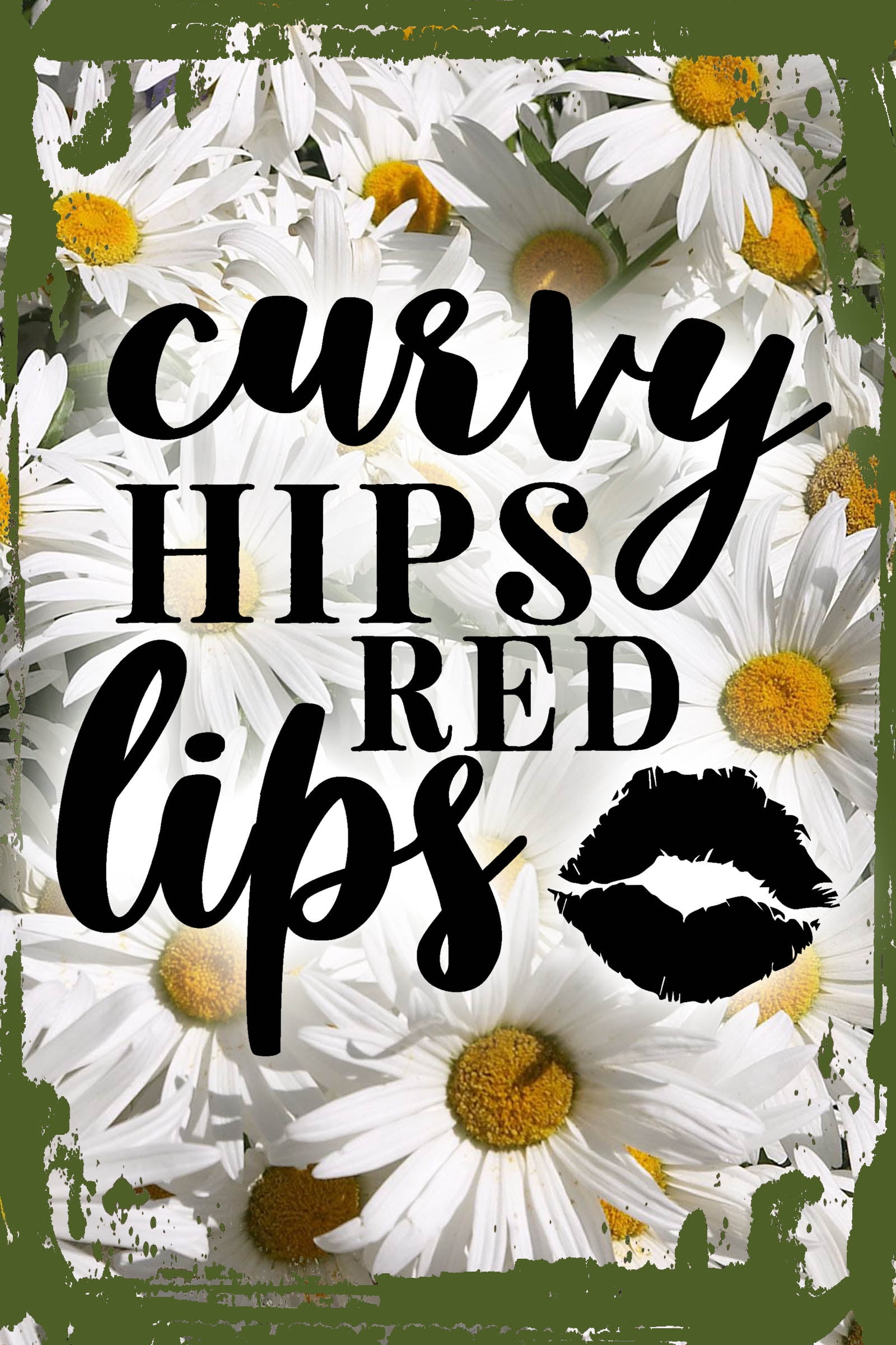 Daisy Flower Wall Art Curvy Hips Red Lips Plus Size Beauty Kiss Smooch ...