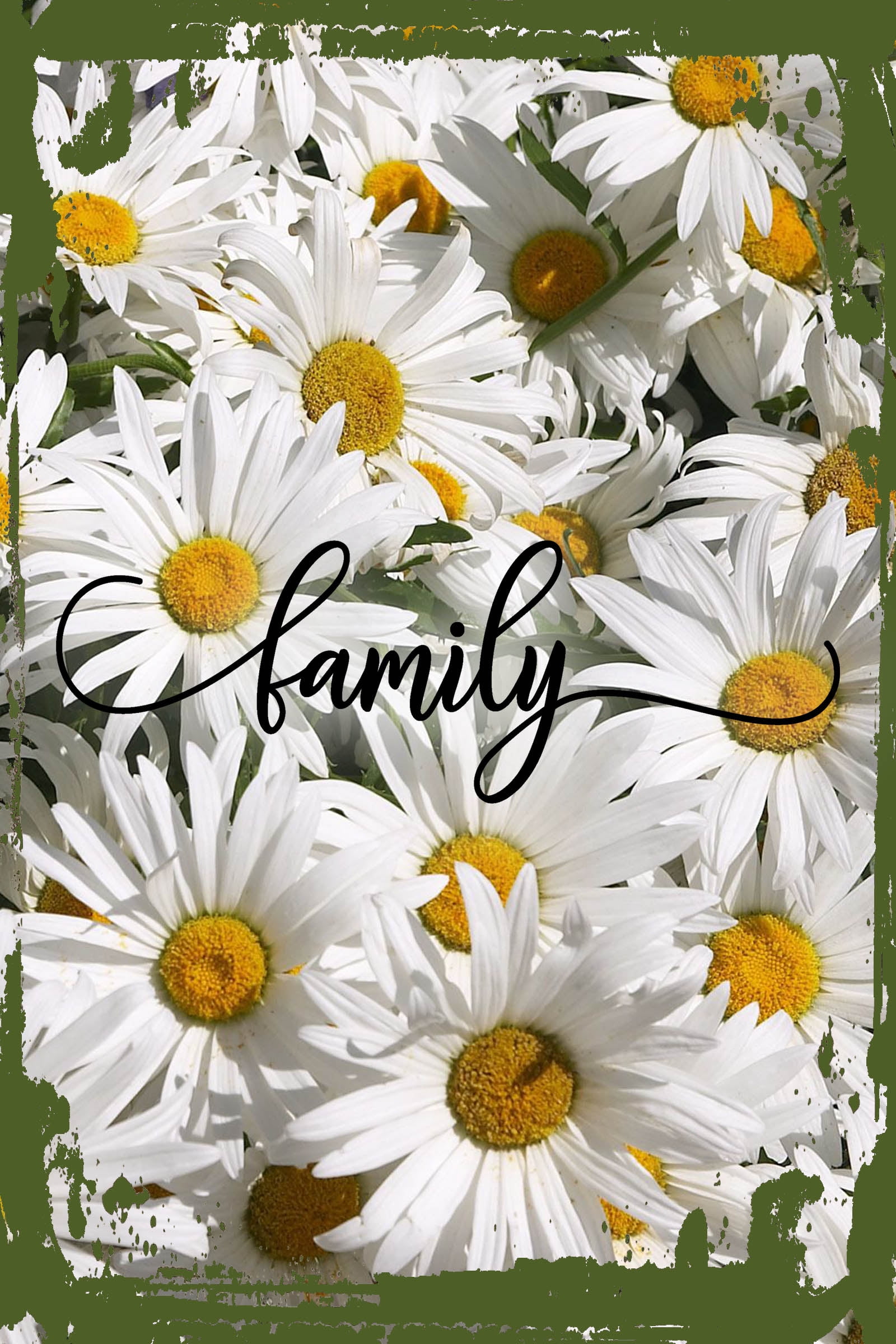 Daisy Flower Wall Art Family Cursive Font Calligraphy Home Parents Love ...