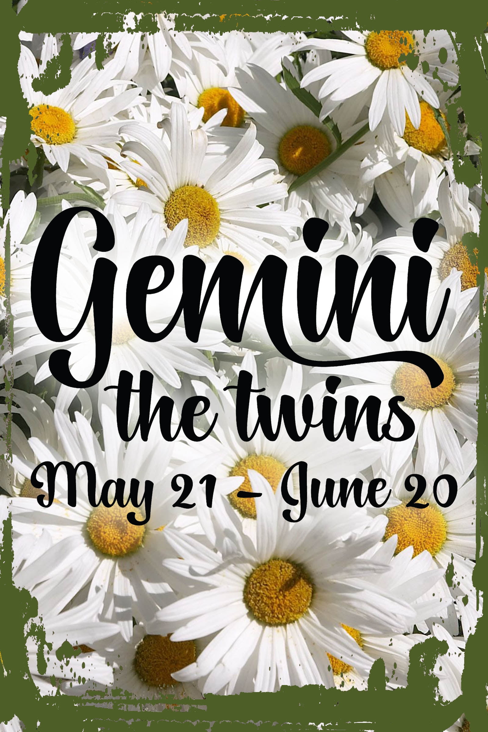 Daisy Flower Wall Art Gemini the twins cursive May 21-June 20 zodiac ...