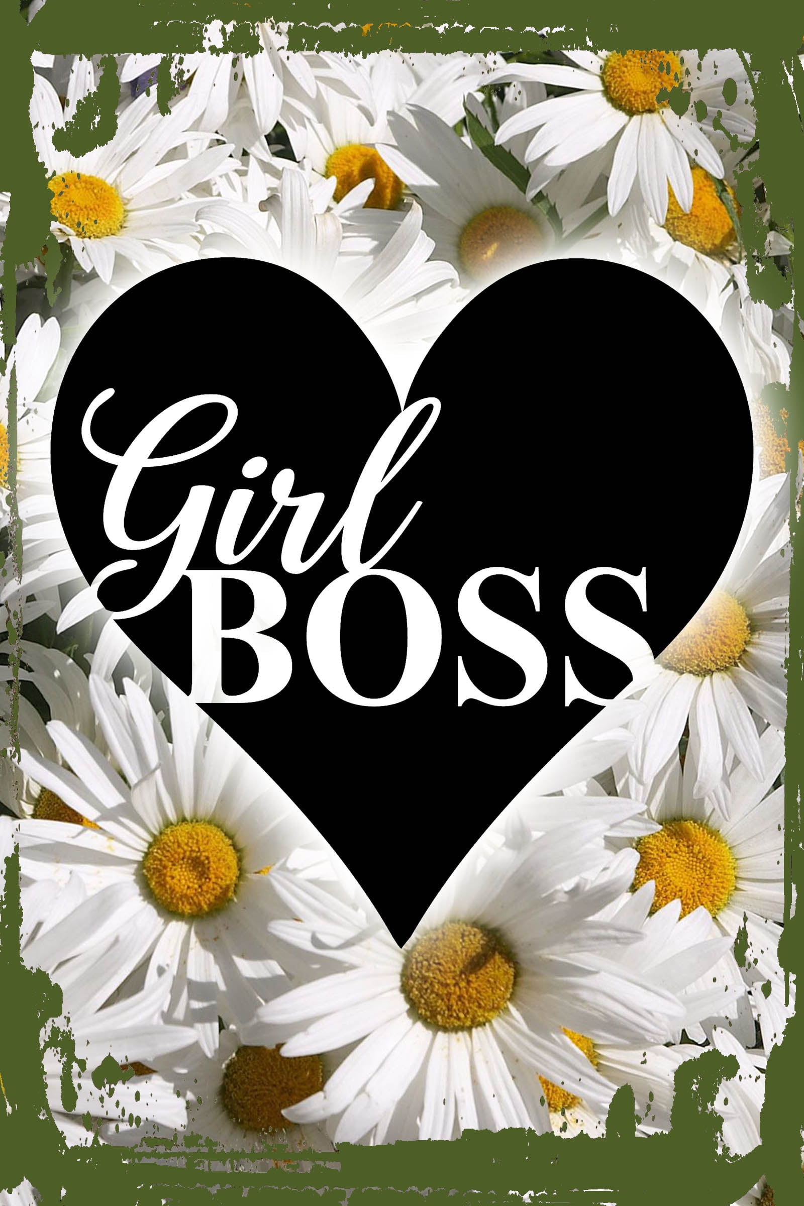 Daisy Flower Wall Art Girl boss cursive caps heart love leader ...