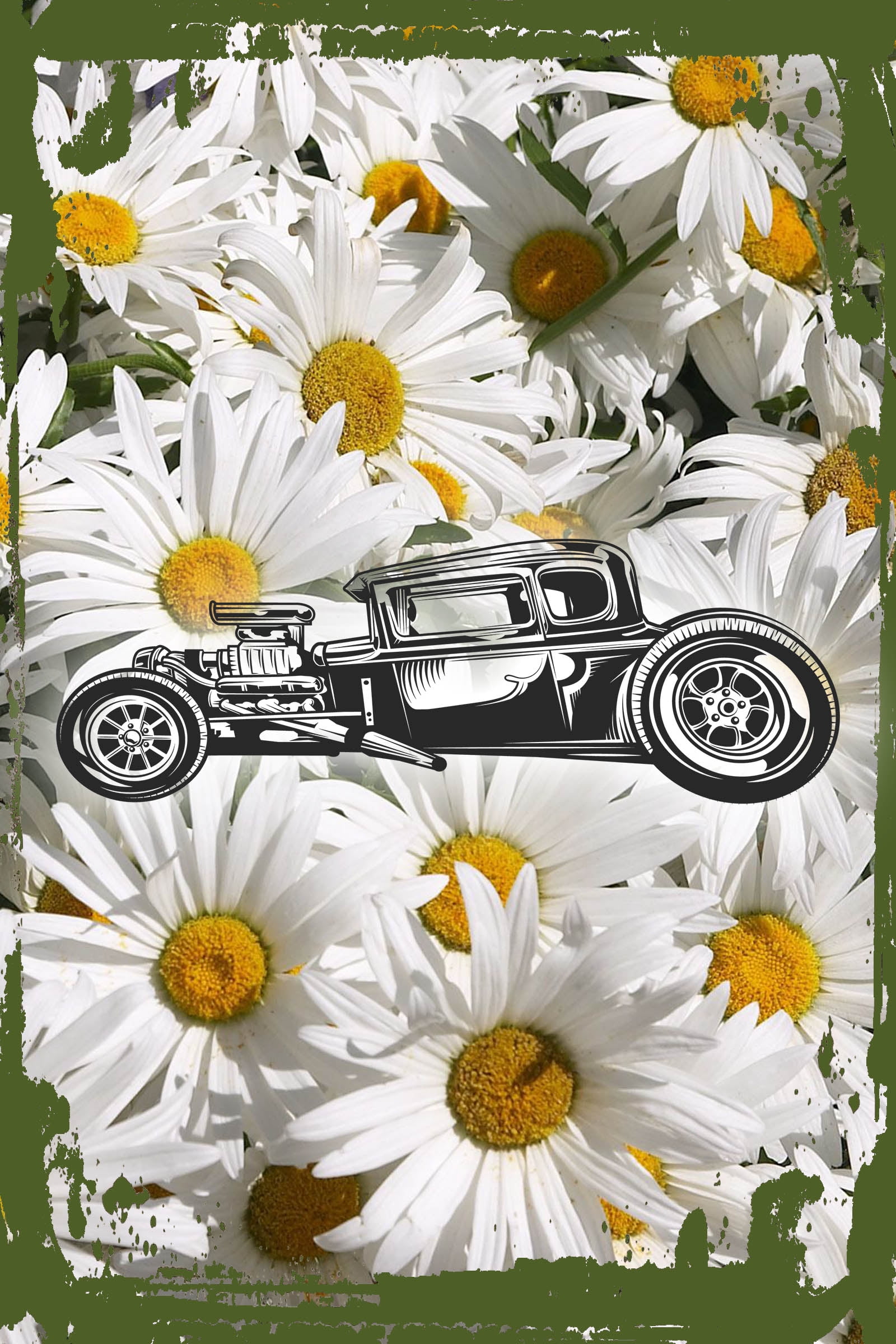 Daisy Flower Wall Art Hot Rod Old Classic Car American Made Cruising ...