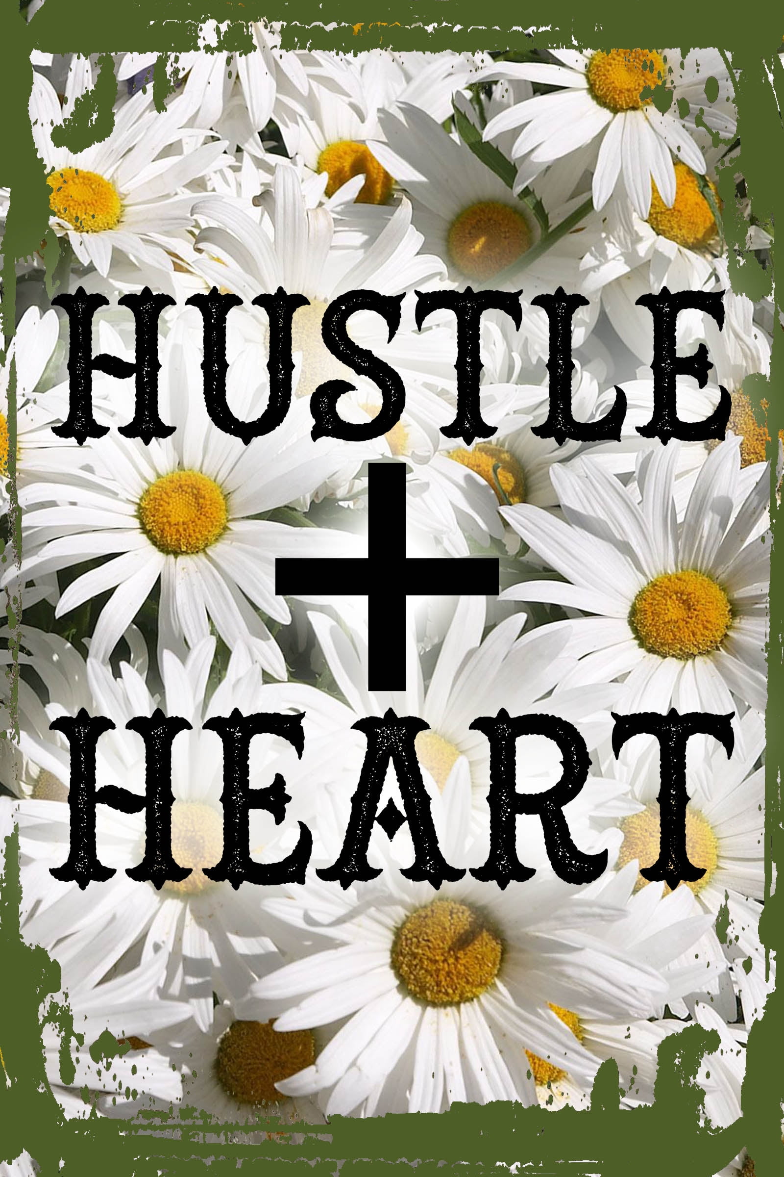 Daisy Flower Wall Art Hustle Plus Heart Money Grind Love Hanging Wall ...