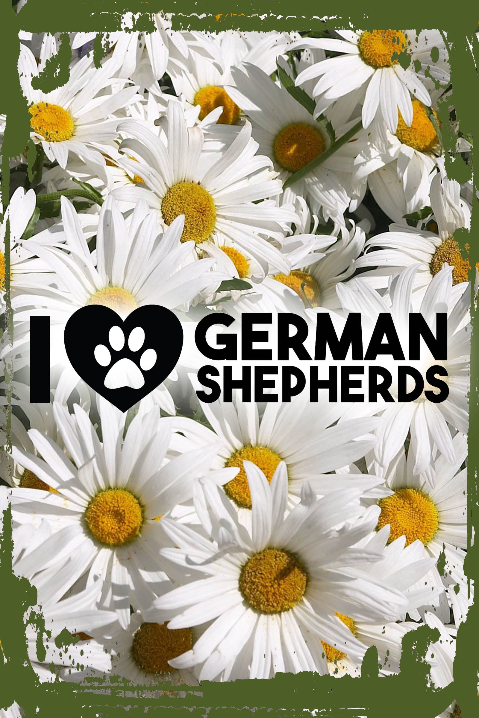 Daisy Flower Wall Art I heart german shepherds love paw prints dogs ...