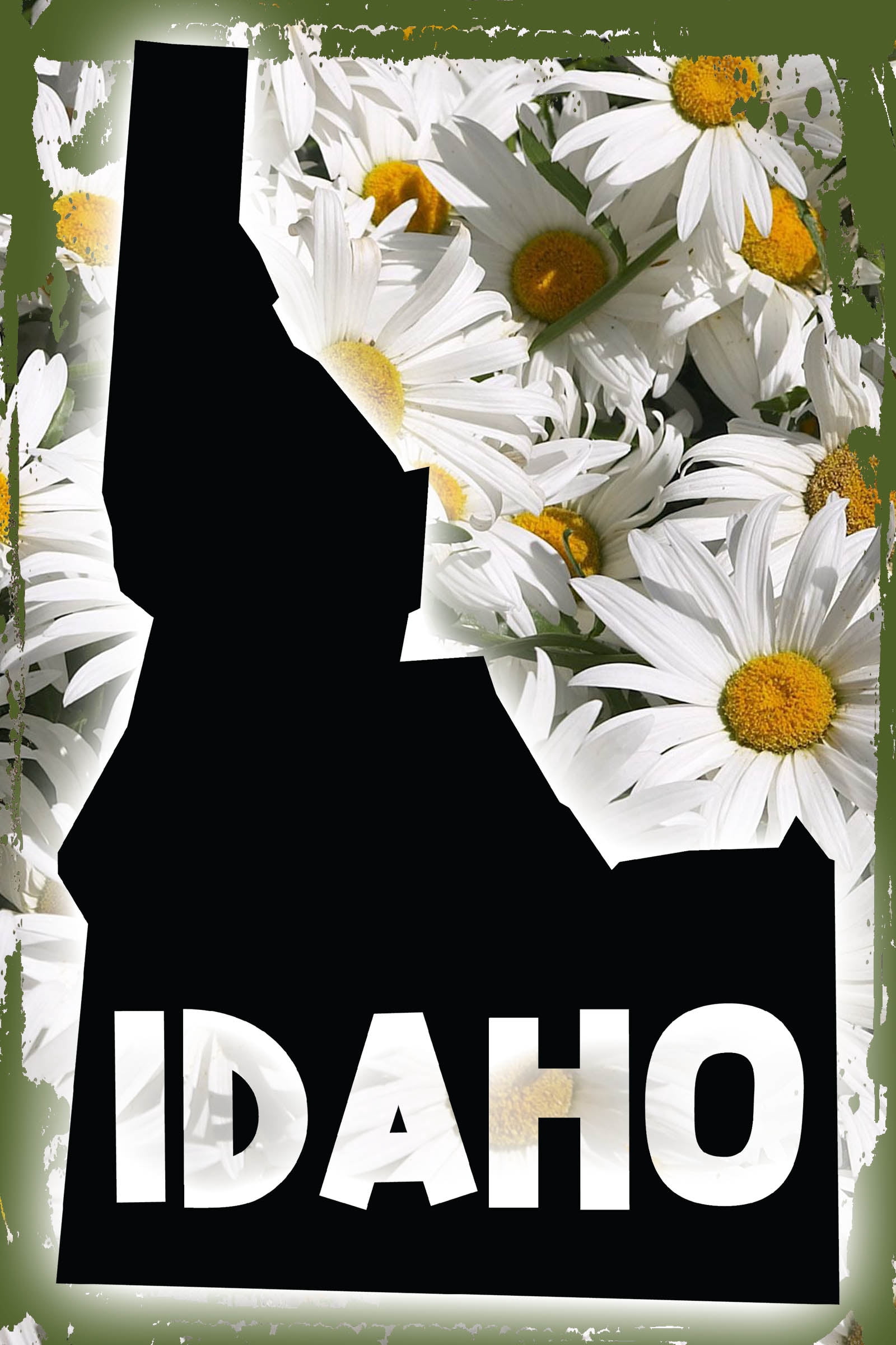 Daisy Flower Wall Art Idaho state map home hometown united states ...