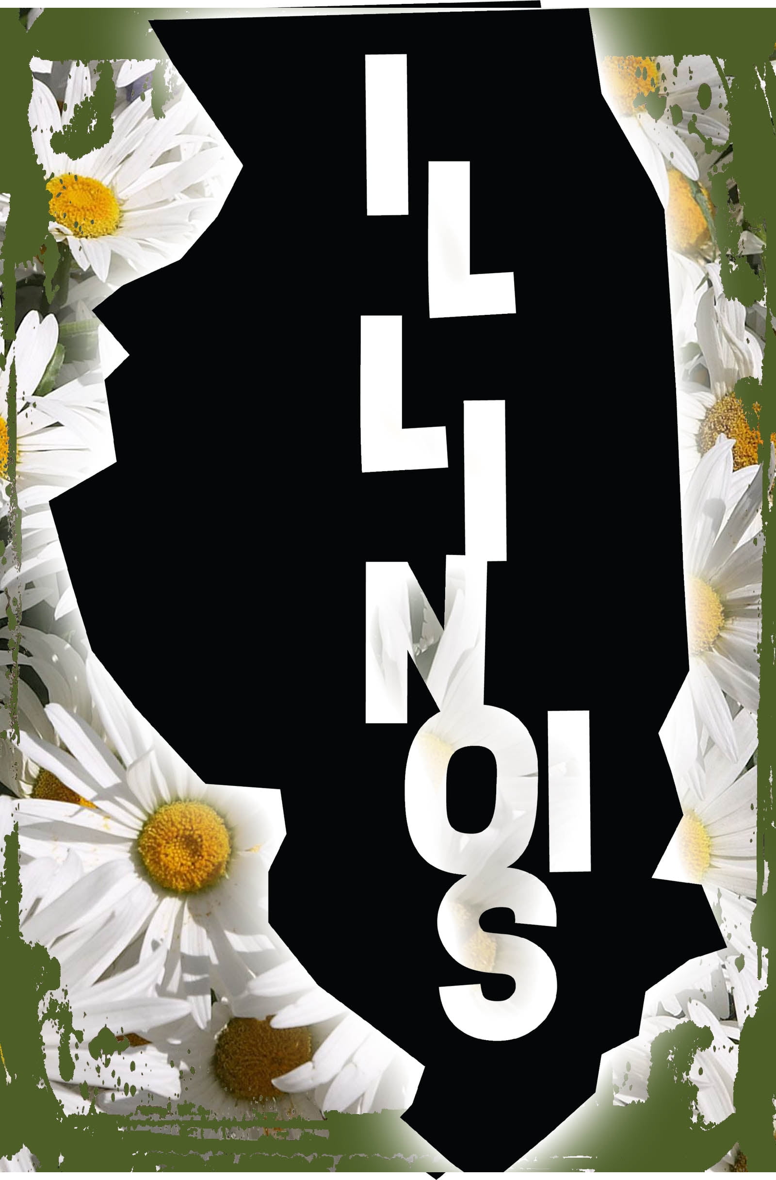 Daisy Flower Wall Art Illinois state map home hometown united states ...