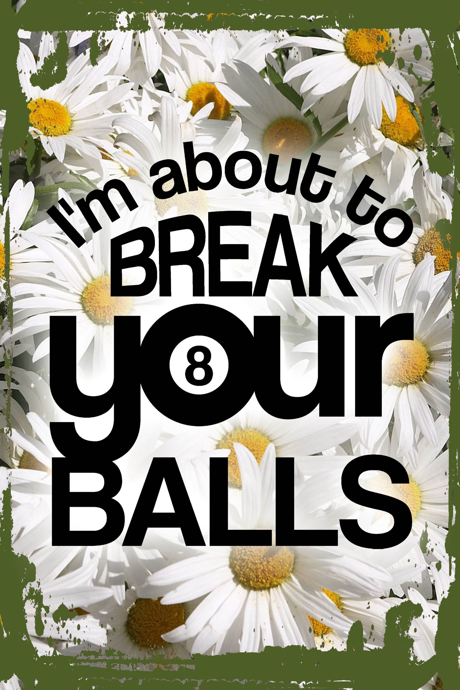 Daisy Flower Wall Art Im about to break your balls funny eight ball ...