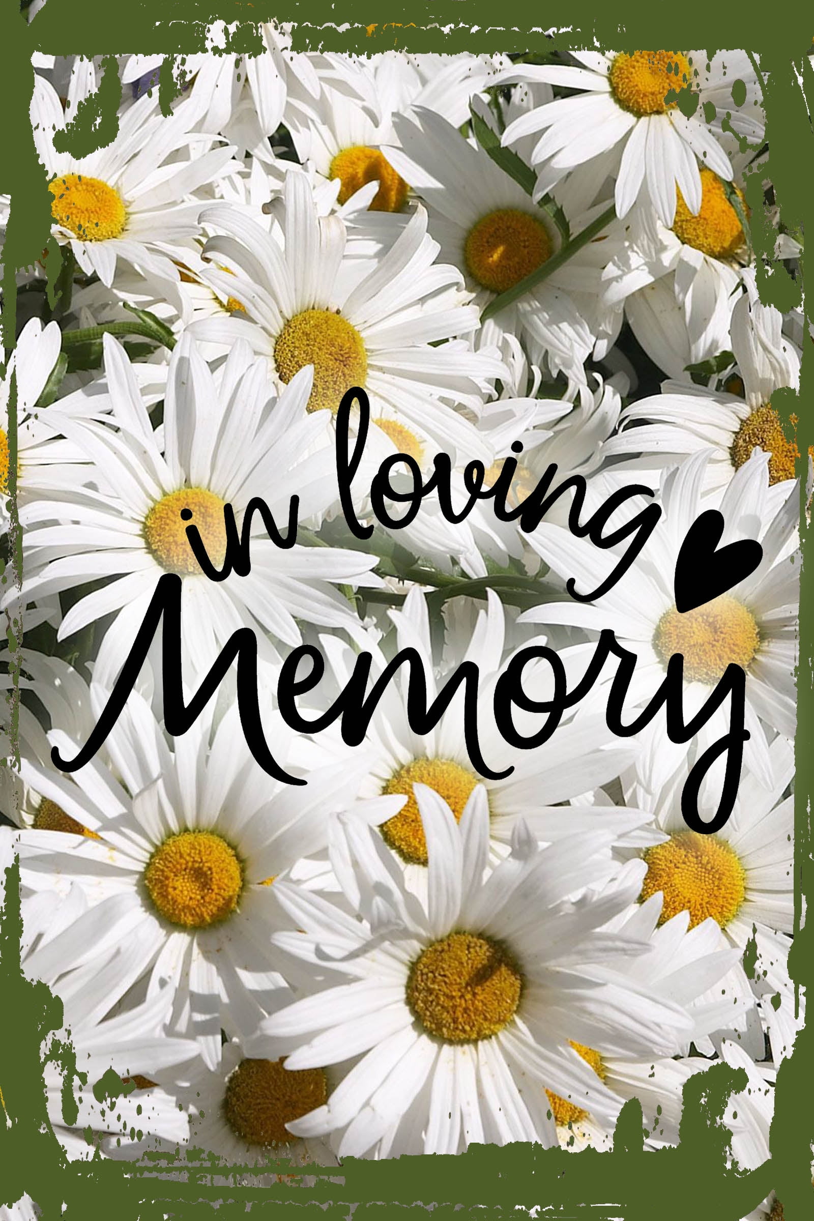 Daisy Flower Wall Art In loving memory love heart cursive heaven passed ...