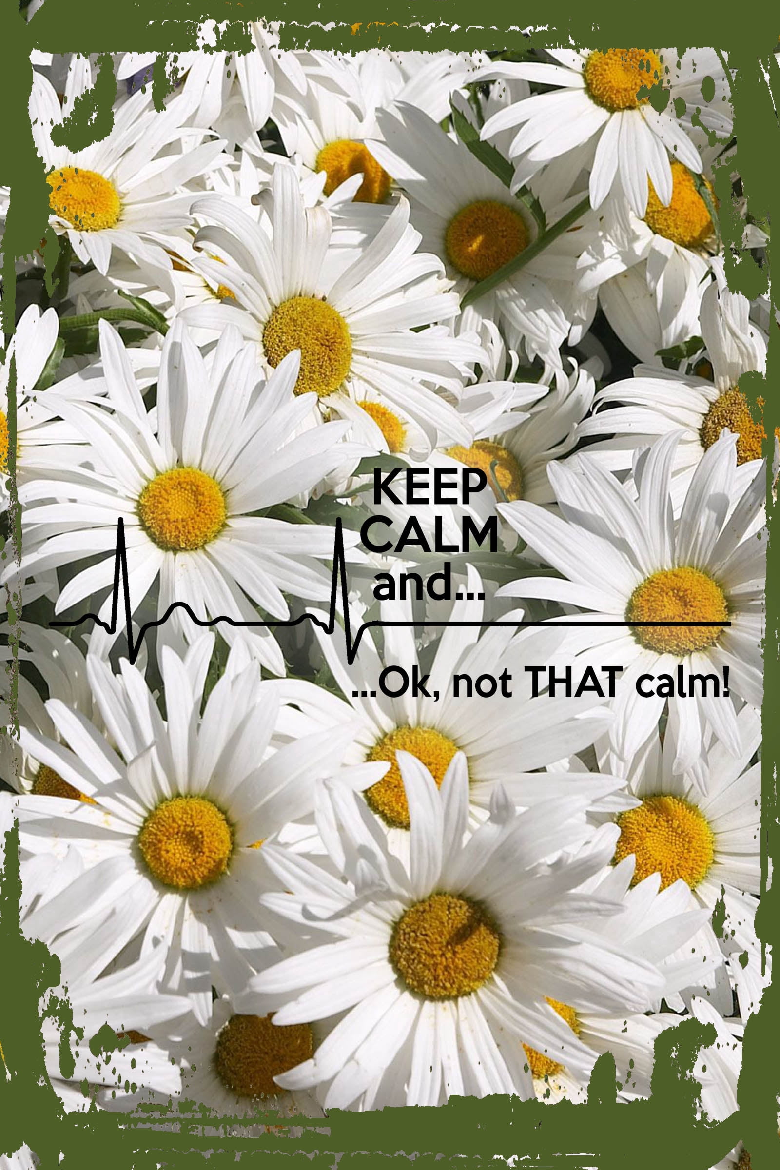 Daisy Flower Wall Art Keep Calm and OK not that calm Anxiety Stress ...