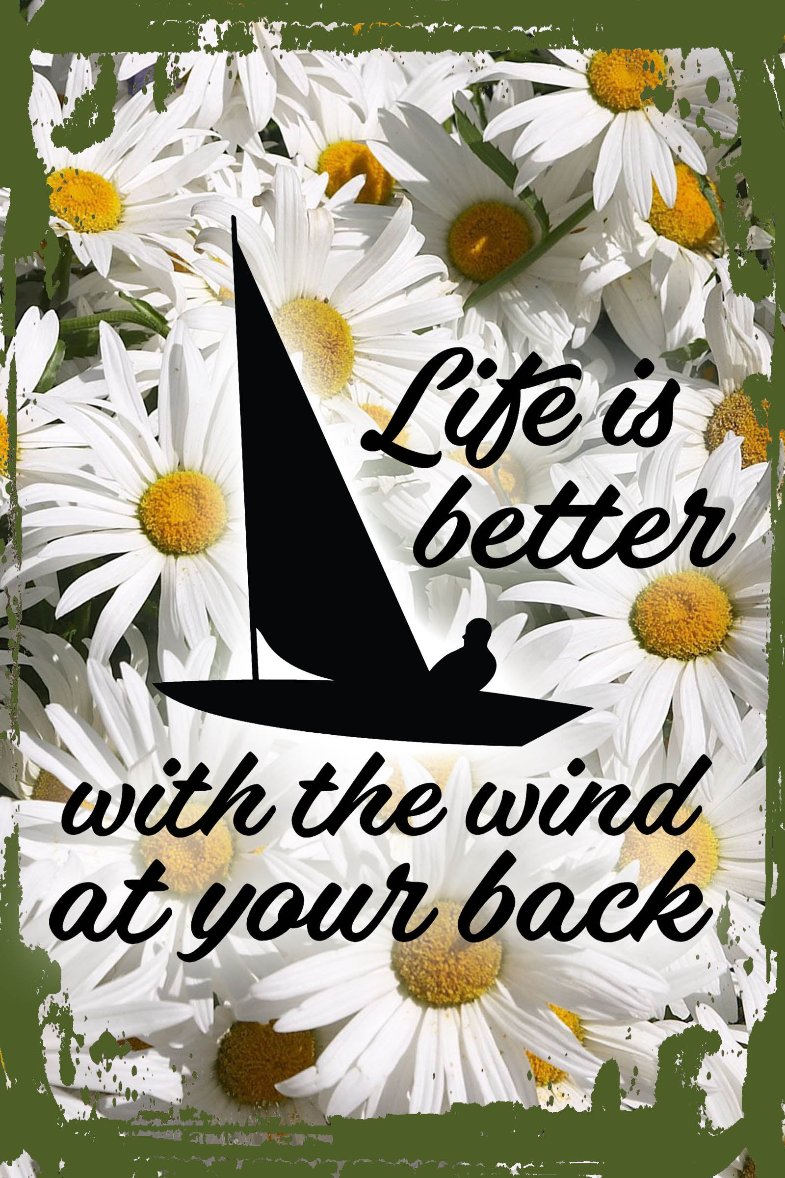Daisy Flower Wall Art Life is better with the wind at your back sail ...