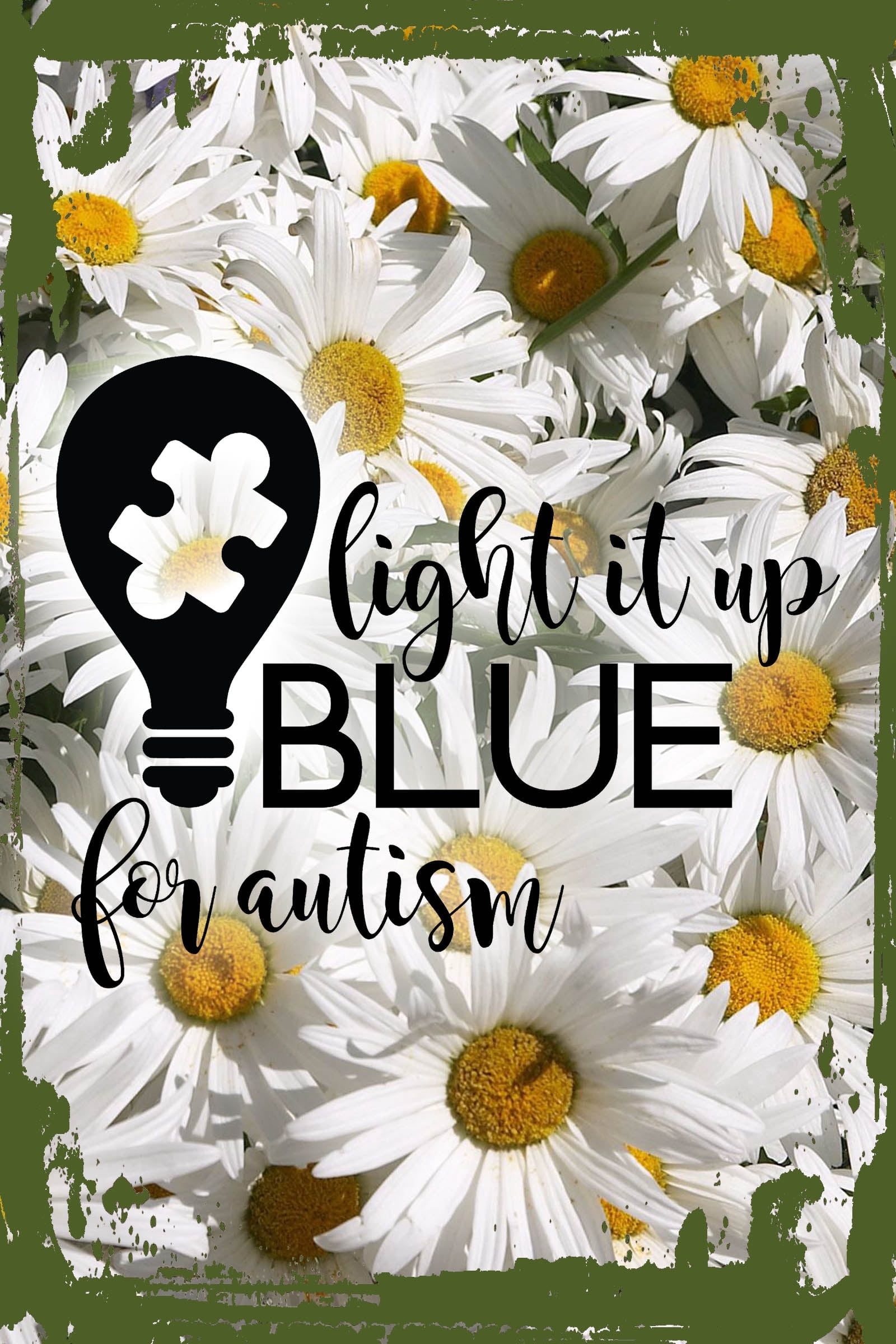 Daisy Flower Wall Art Light It Up Blue For Autism Awareness Support ...