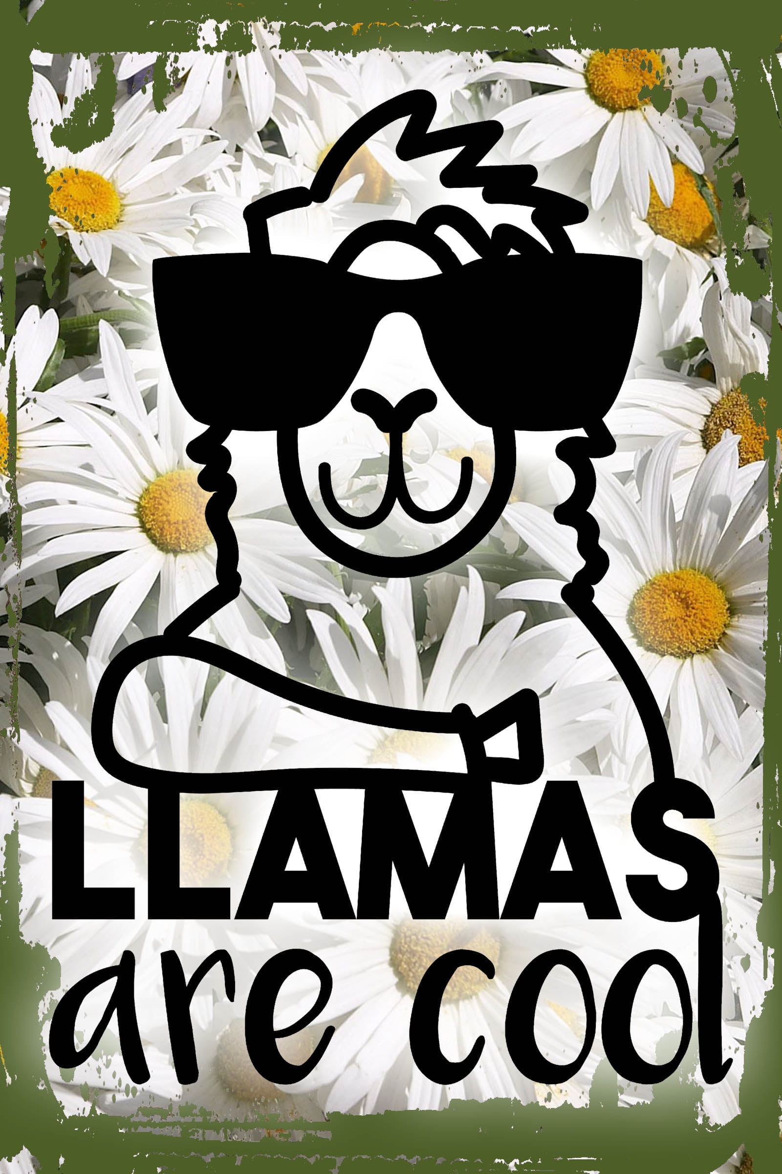 Daisy Flower Wall Art Llamas are cool llama silhouette with sunglasses ...
