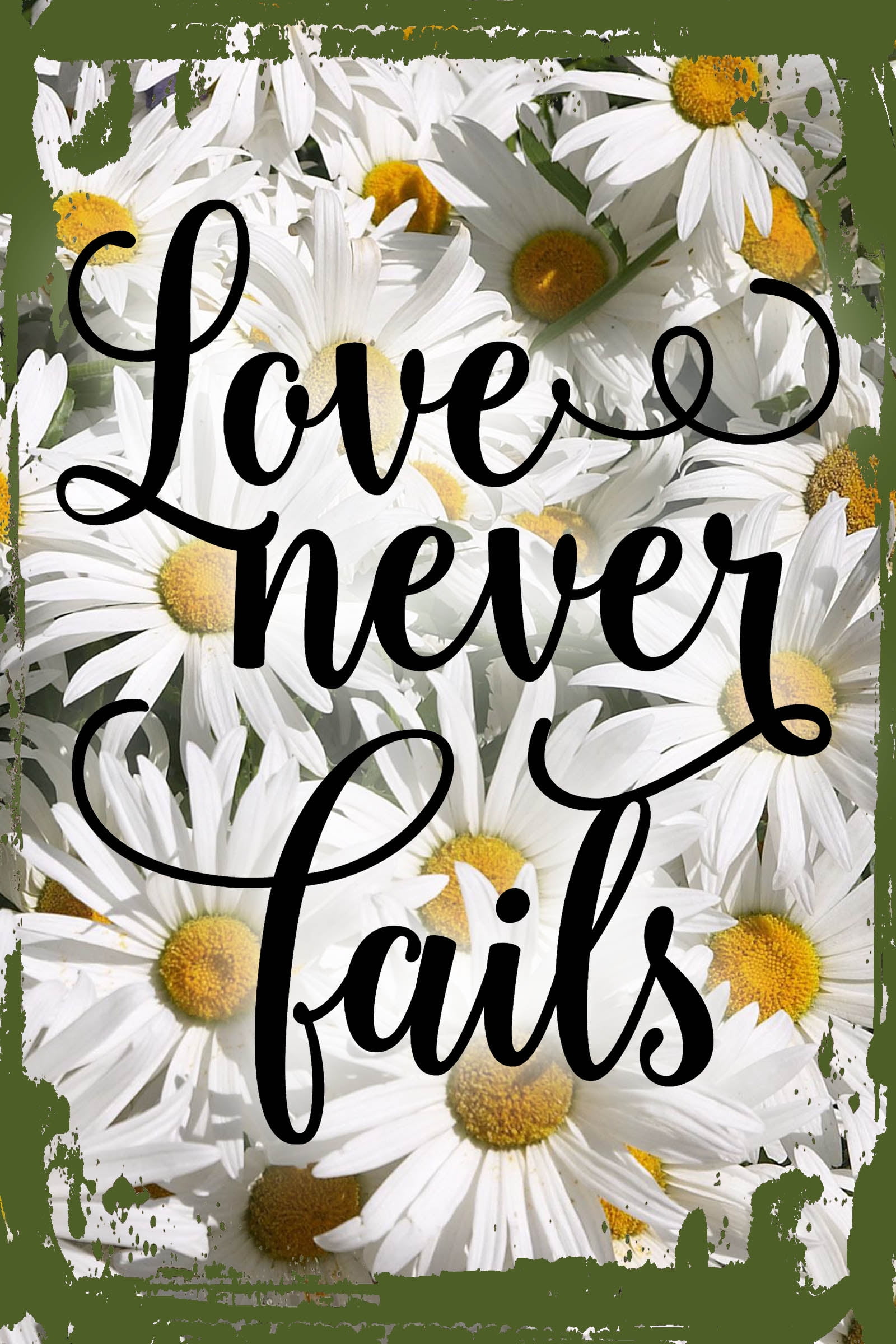 Daisy Flower Wall Art Love nevers fails cursive couple marriage ...