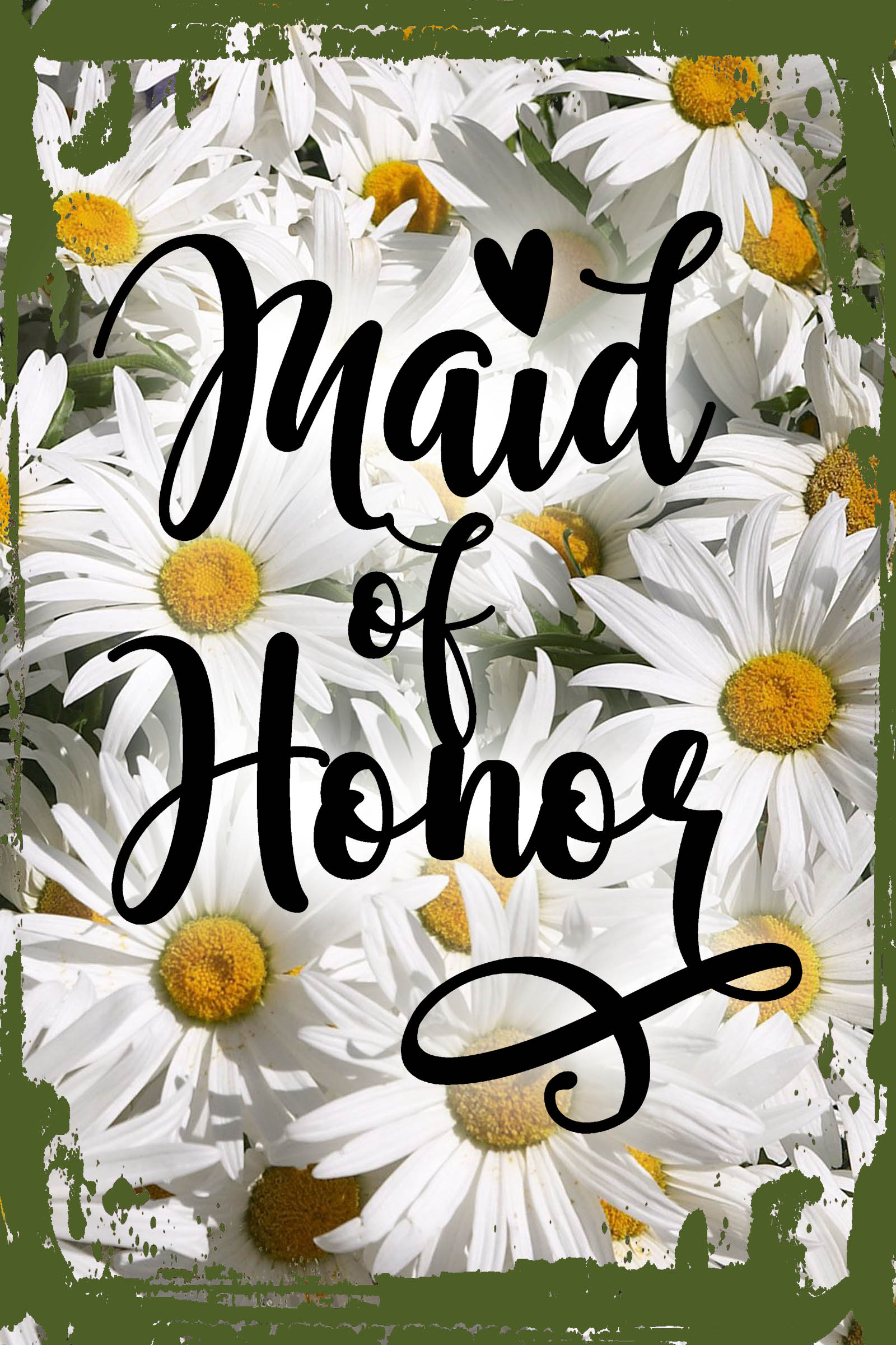 Daisy Flower Wall Art Maid of honor cursive bff heart marriage wedding ...