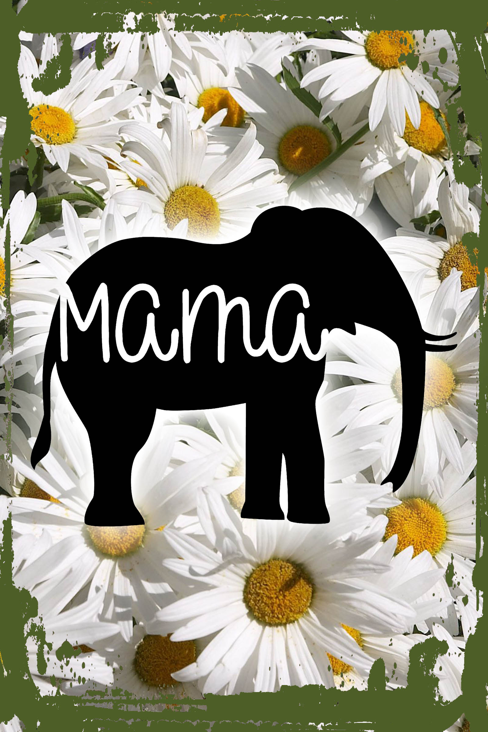 Daisy Flower Wall Art Mama elephant family animals love herd adult ...