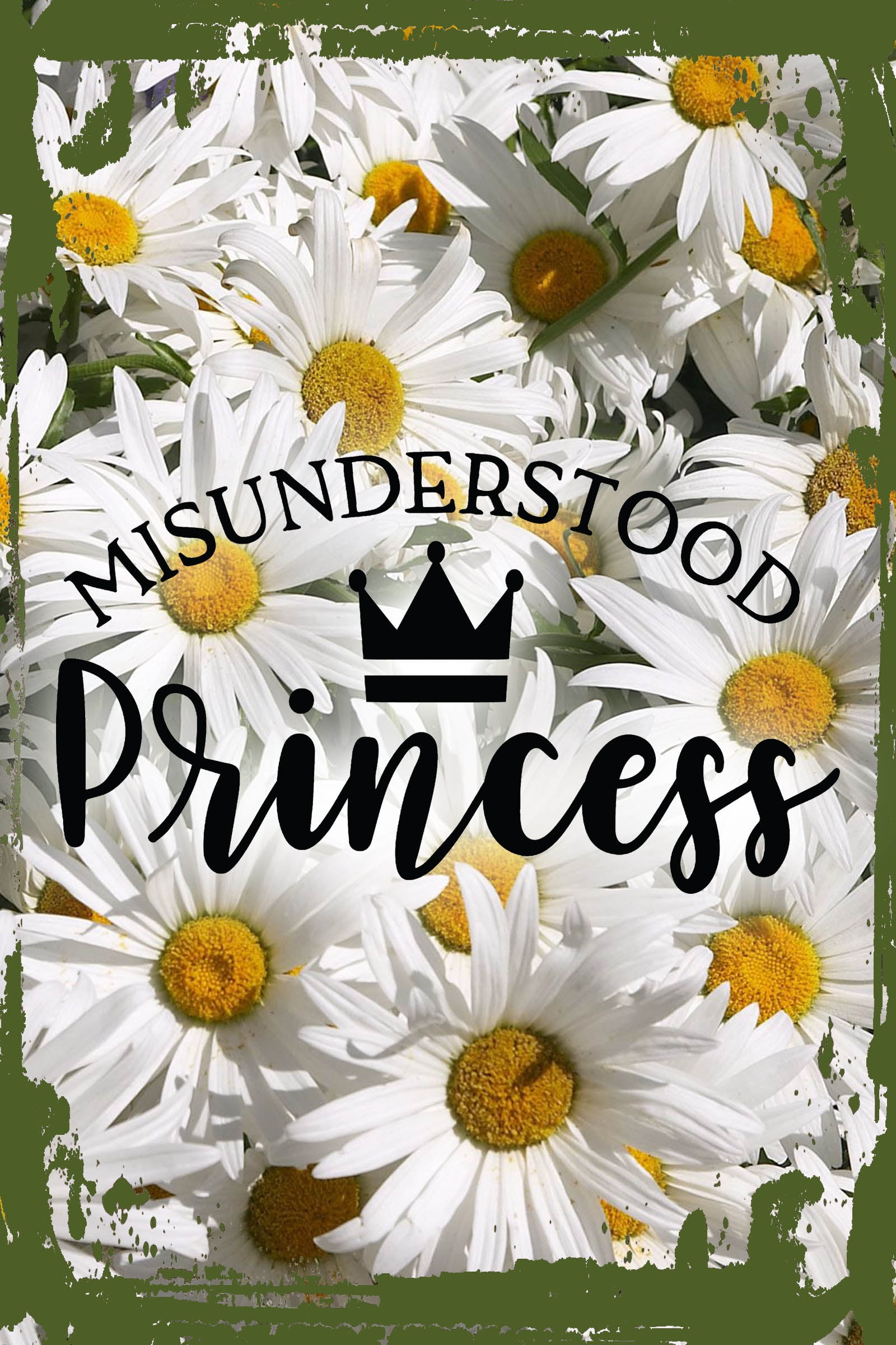 Daisy Flower Wall Art Misunderstood princess caps cursive crown girl ...