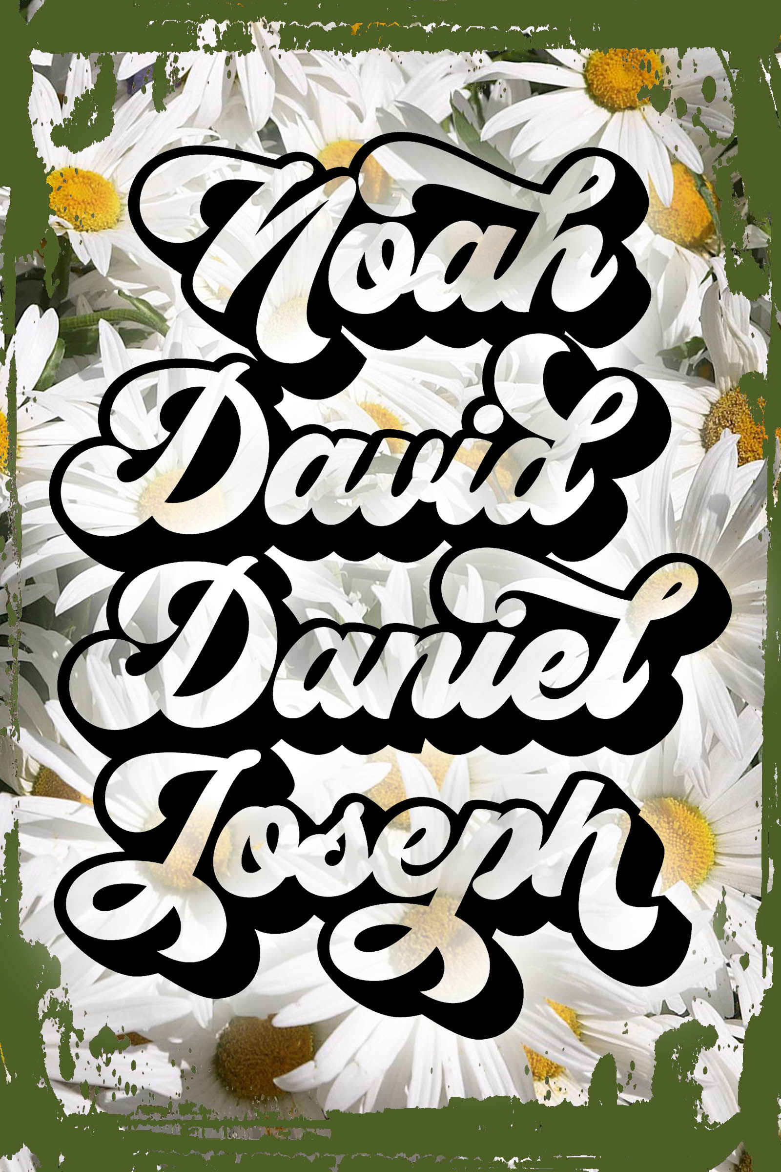 Daisy Flower Wall Art Noah David Daniel Joseph bible squad religious ...