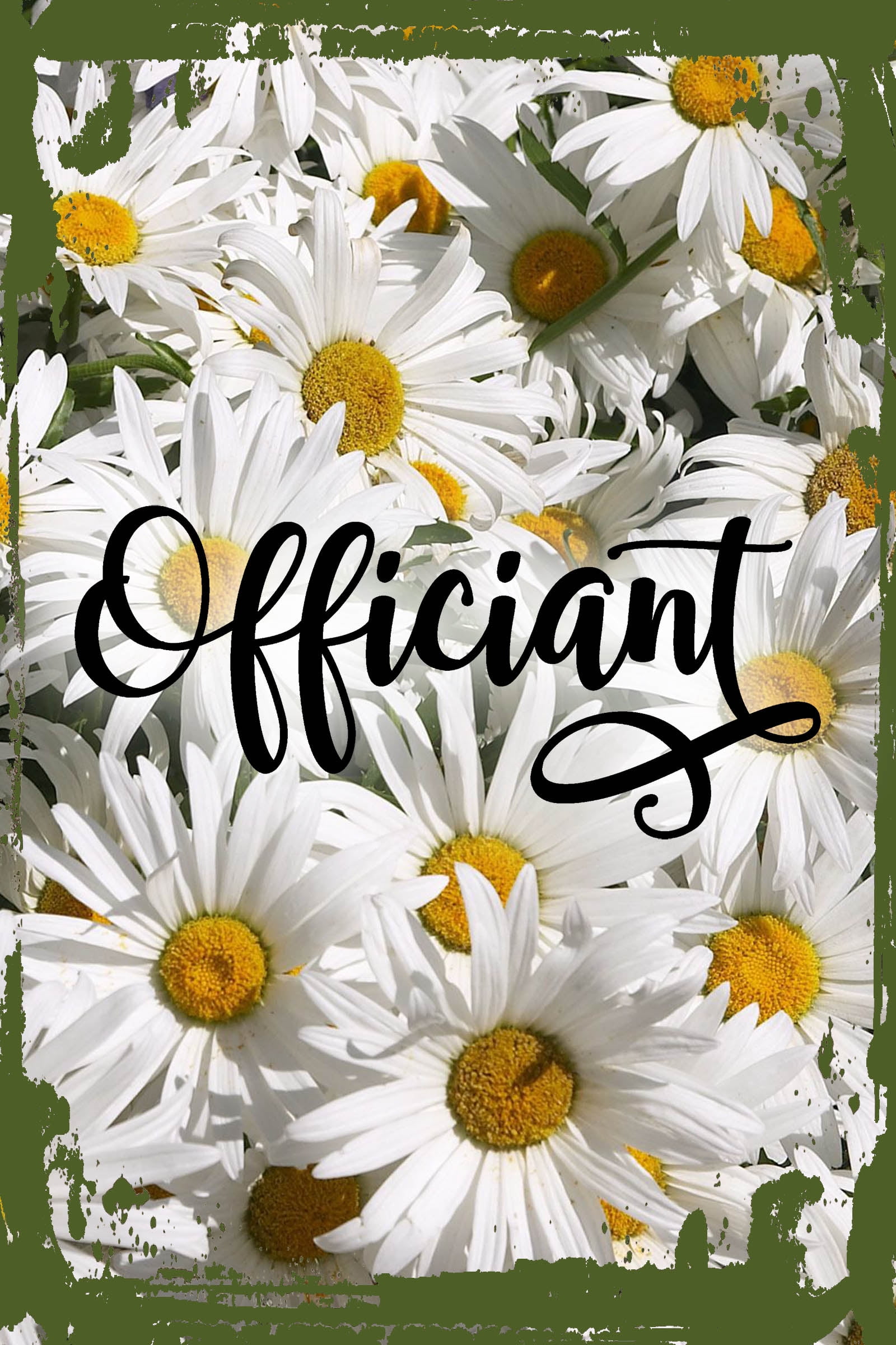 Daisy Flower Wall Art Officiant cursive wedding marriage couple ...