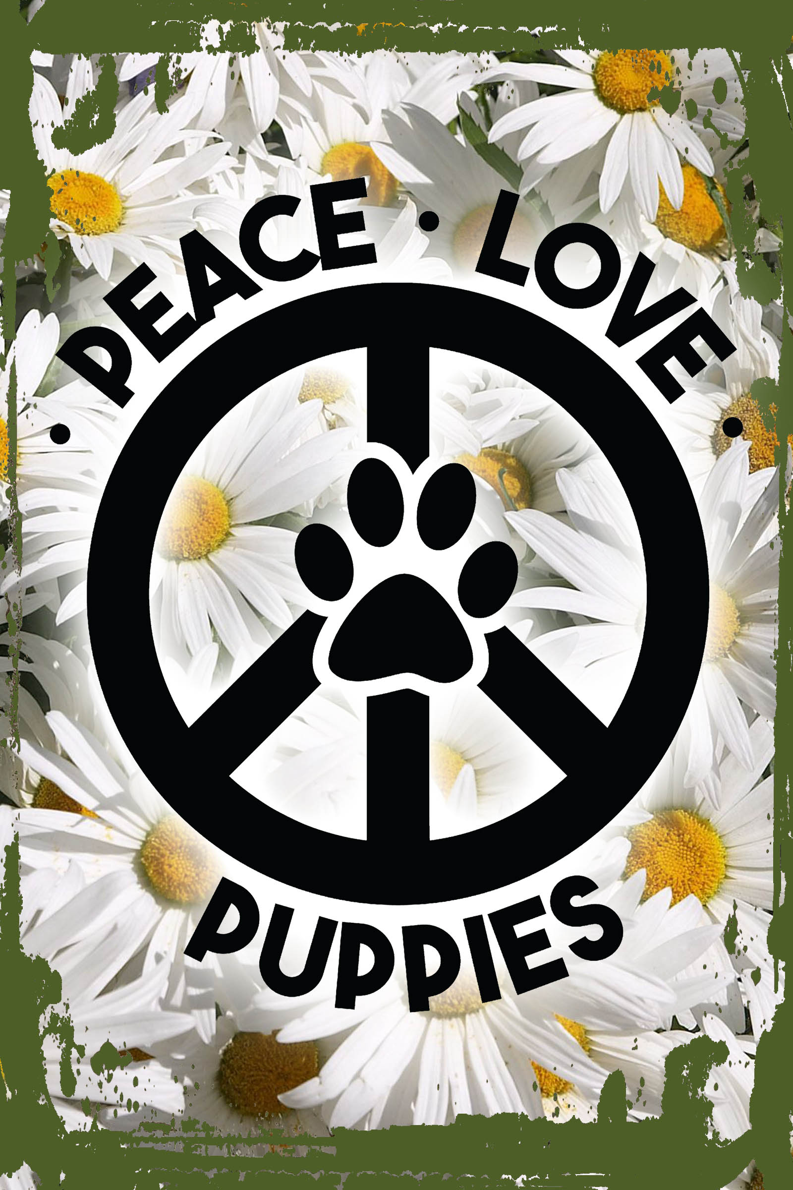 Daisy Flower Wall Art Peace love puppies peace sign paw print caps dogs ...