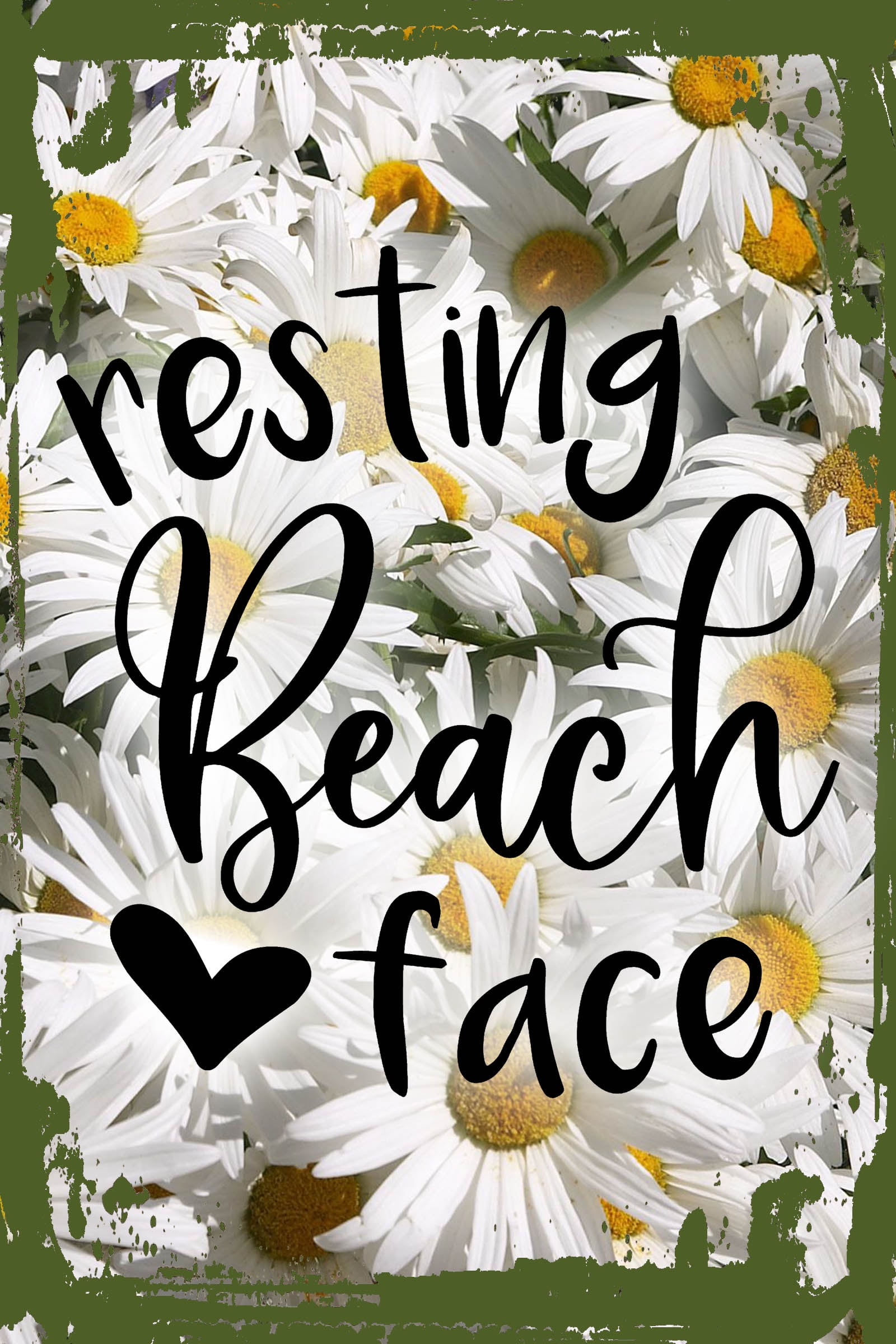 Daisy Flower Wall Art Resting beach face heart cursive funny sand ...