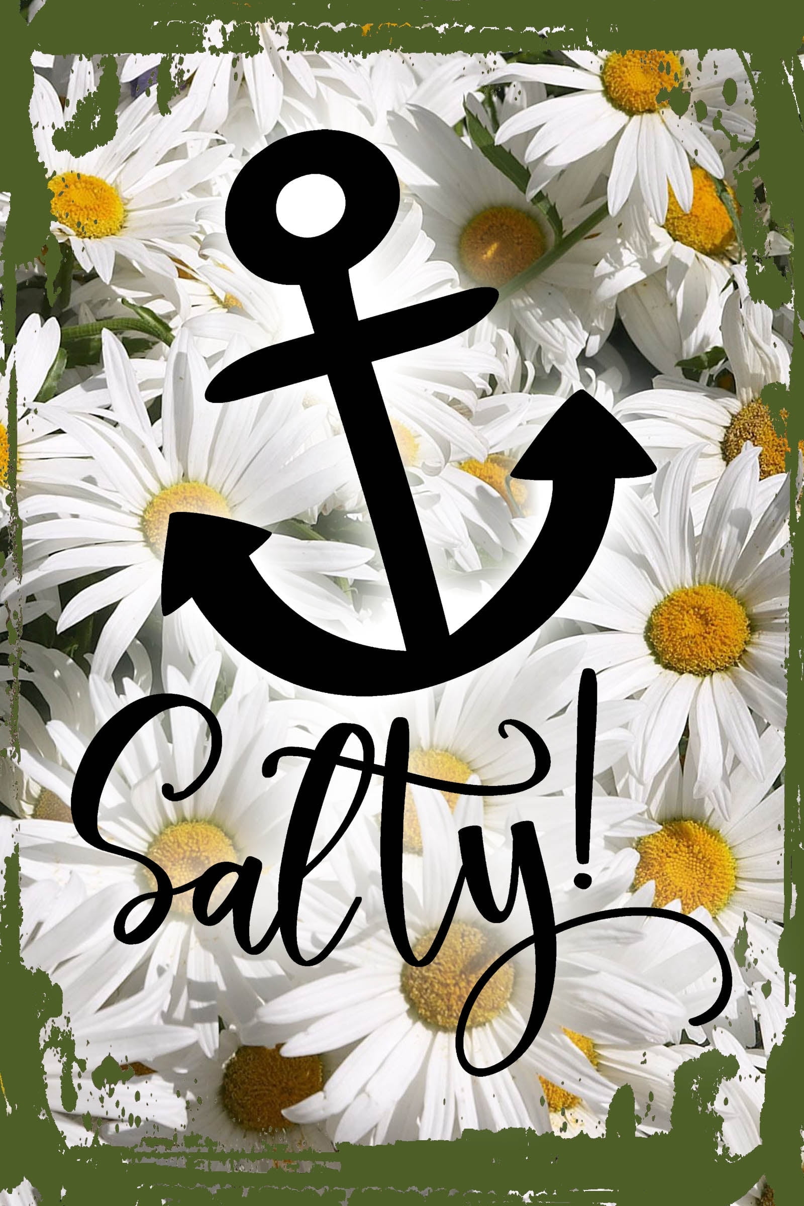 Daisy Flower Wall Art Salty! anchor silhouette cursive salt water ...