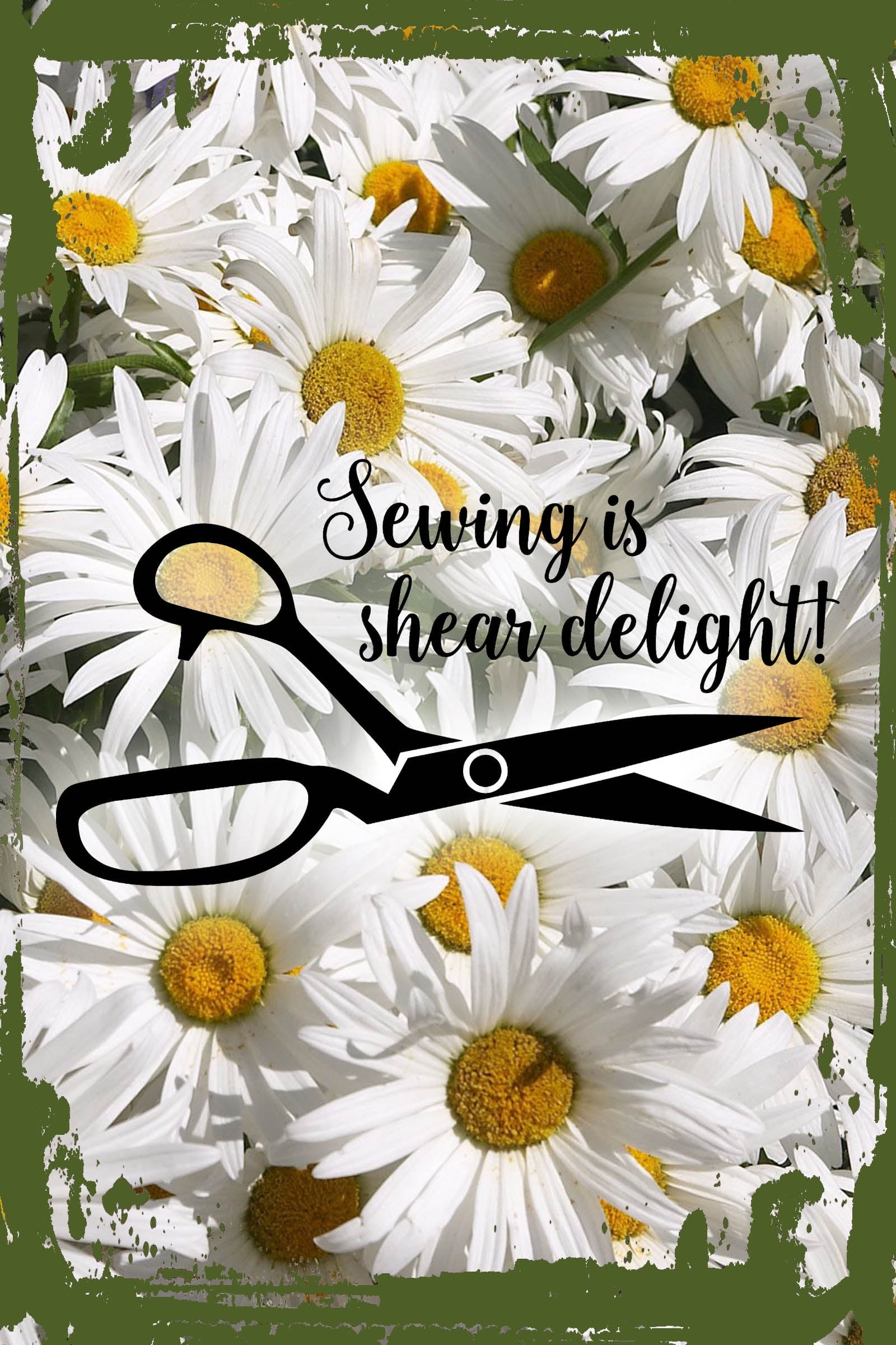 Daisy Flower Wall Art Sewing is shear delight cursive scissors hobby ...