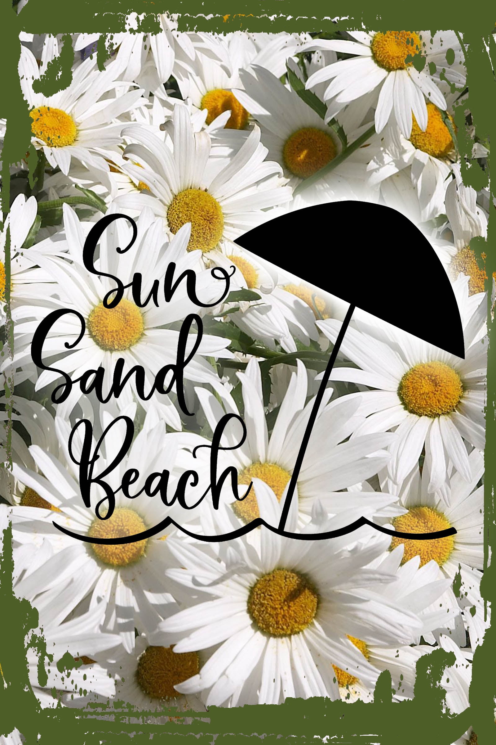 Daisy Flower Wall Art Sun sand beach umbrella waves summer sunshine ...