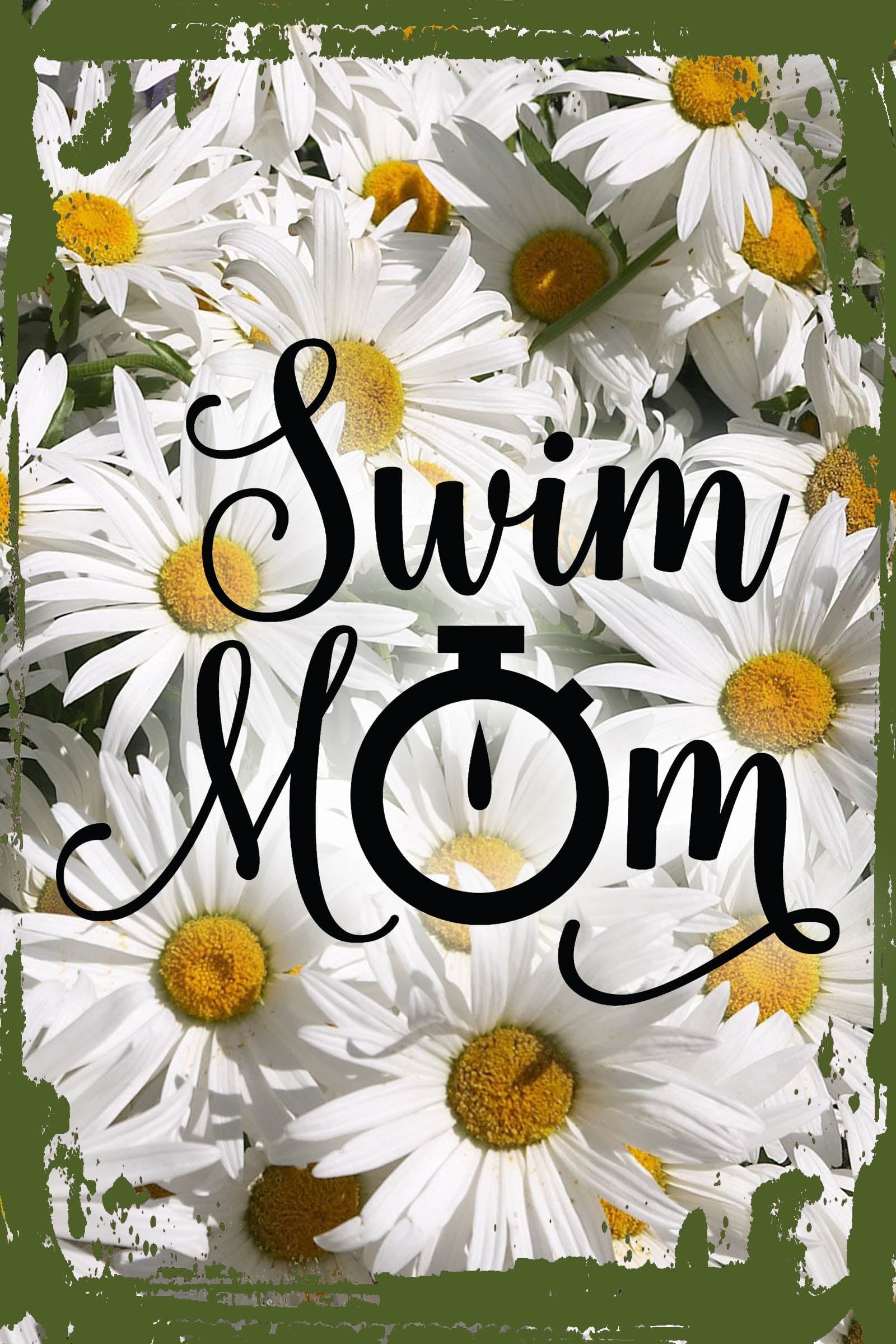 Daisy Flower Wall Art Swim mom cursive timer stopwatch speed support ...