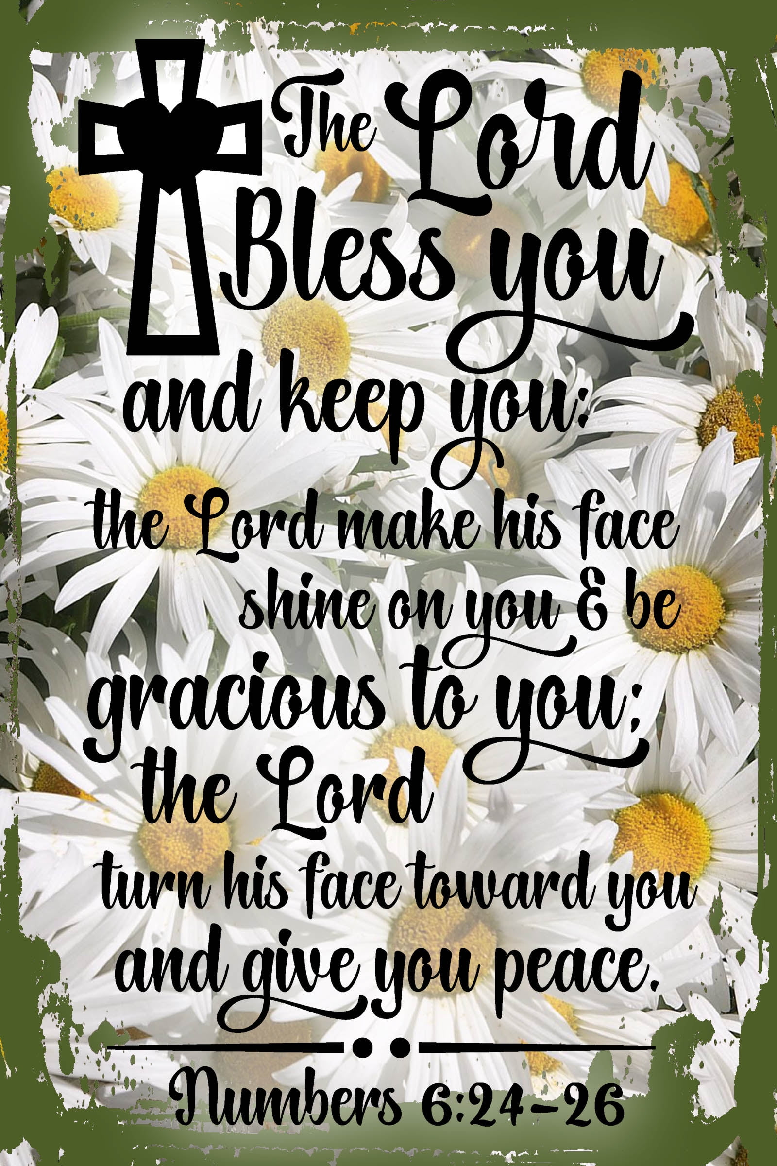 Daisy Flower Wall Art The lord bless you & keep youâ€¦ numbers bible ...