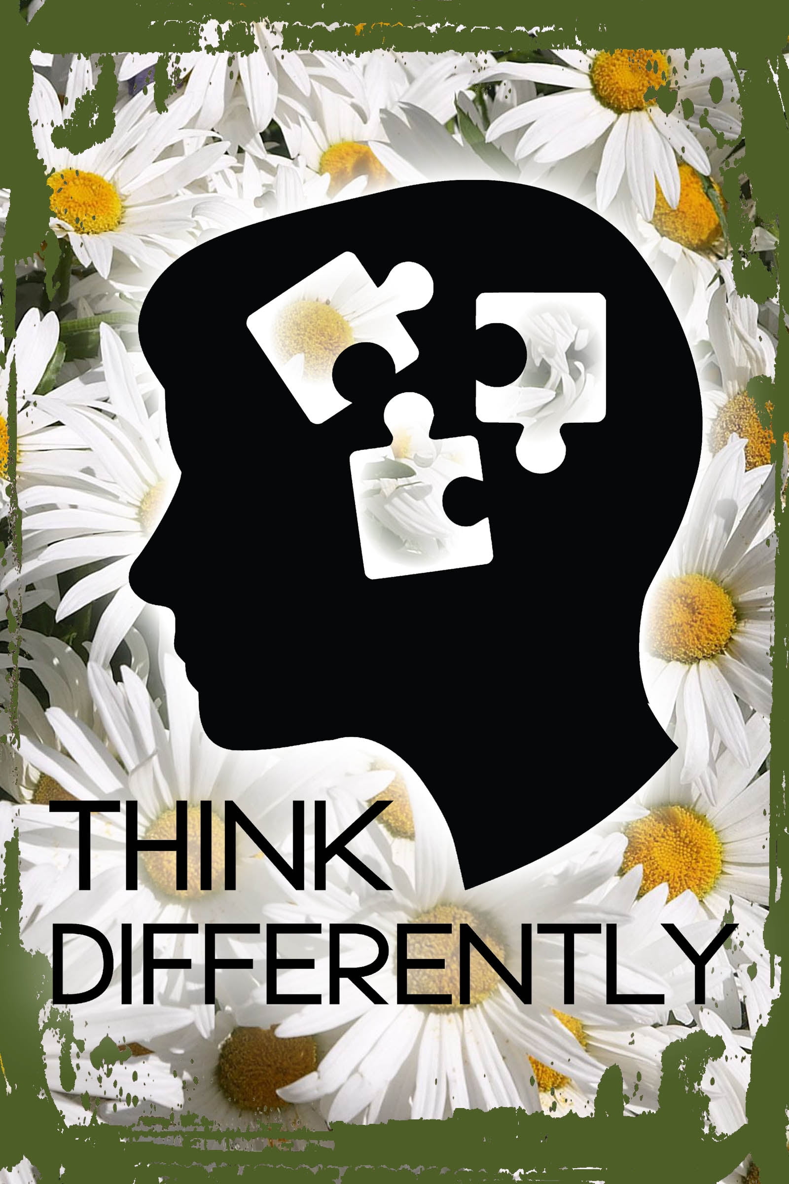 Daisy Flower Wall Art Think Differently Autism Awarness Support Puzzle ...