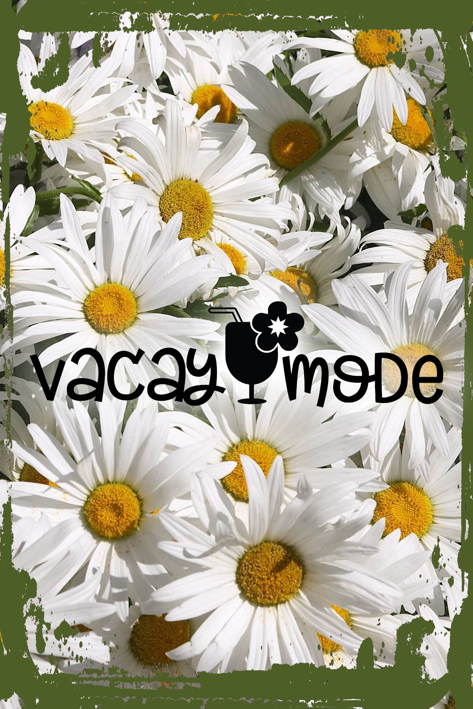 Daisy Flower Wall Art Vacay mode drink flower sunshine happy chill tan Hanging Wall Sign 8 x 12 ...