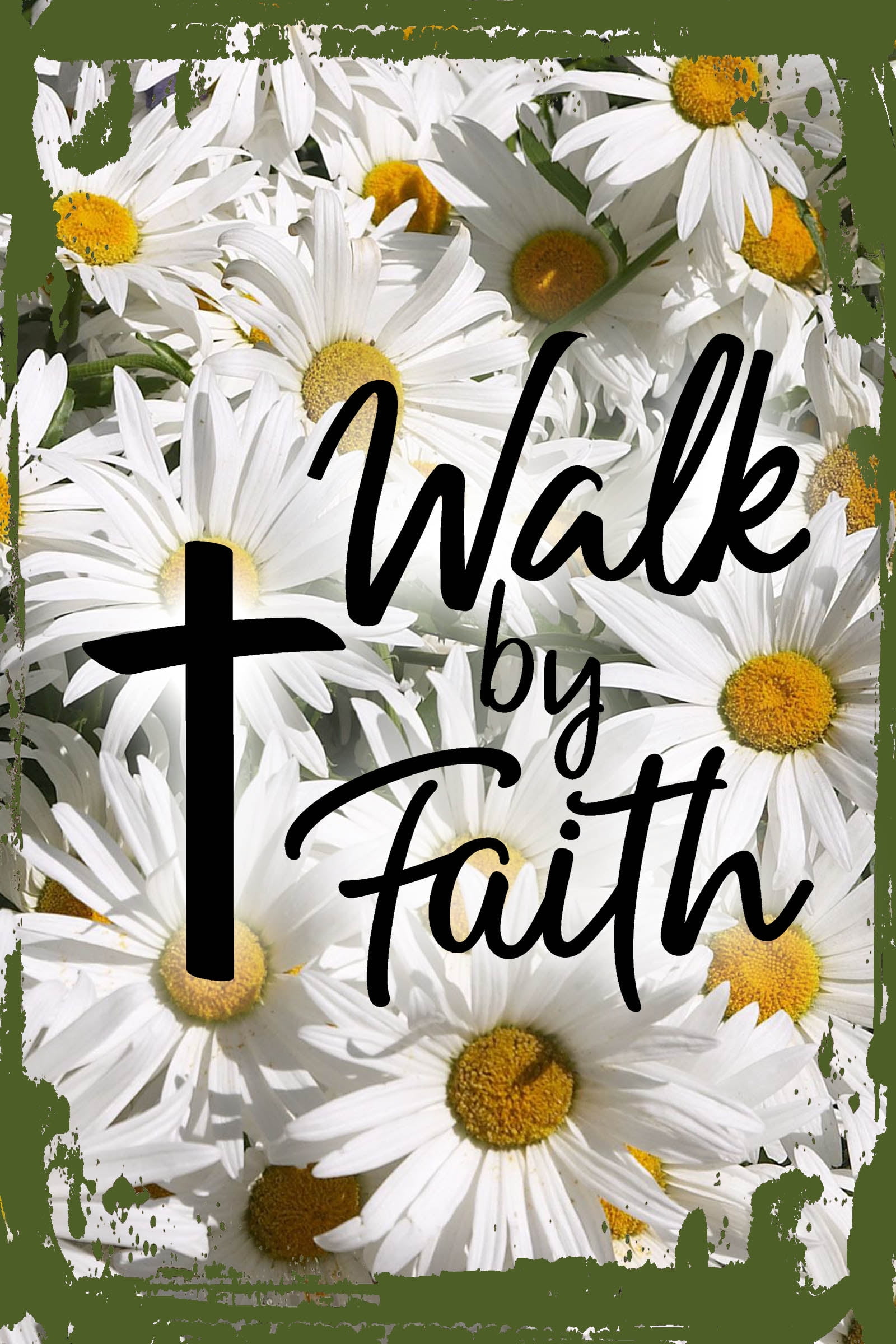 Daisy Flower Wall Art Walk by faith cursive cross simple religion jesus ...