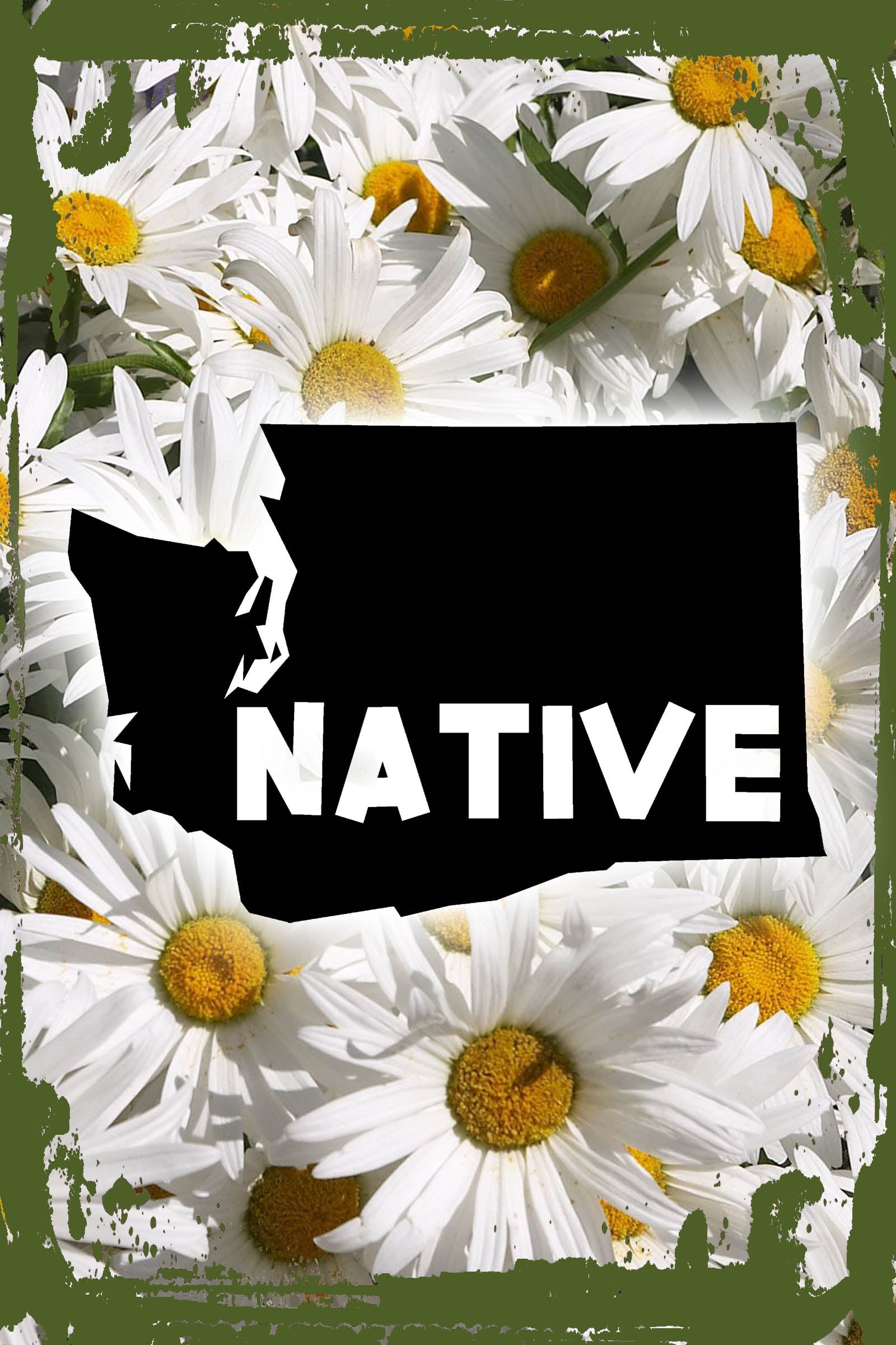 Daisy Flower Wall Art Washington native caps state map home hometown ...