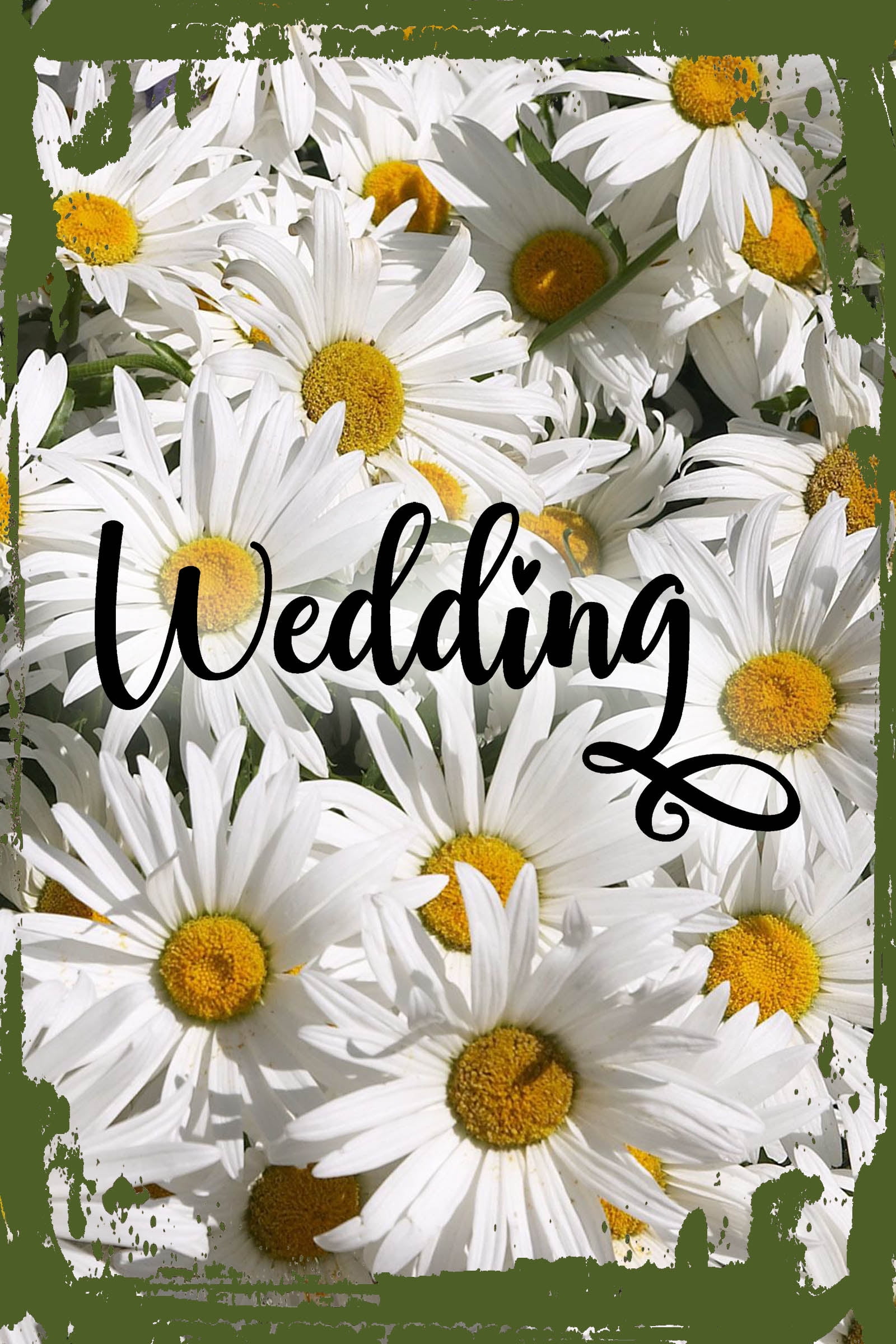 Daisy Flower Wall Art Wedding cursive heart love couple marriage ...