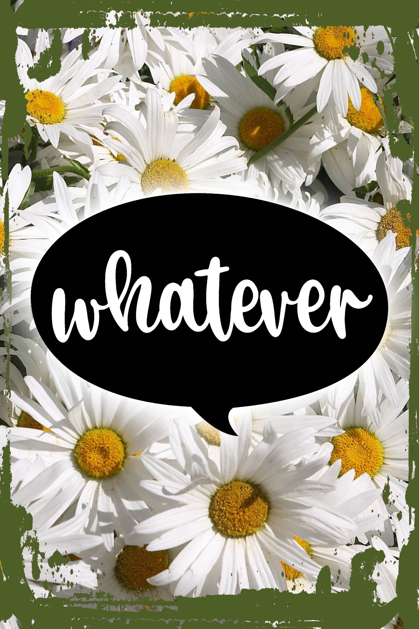 Daisy Flower Wall Art Whatever quote cursive donâ€™t care boring ...