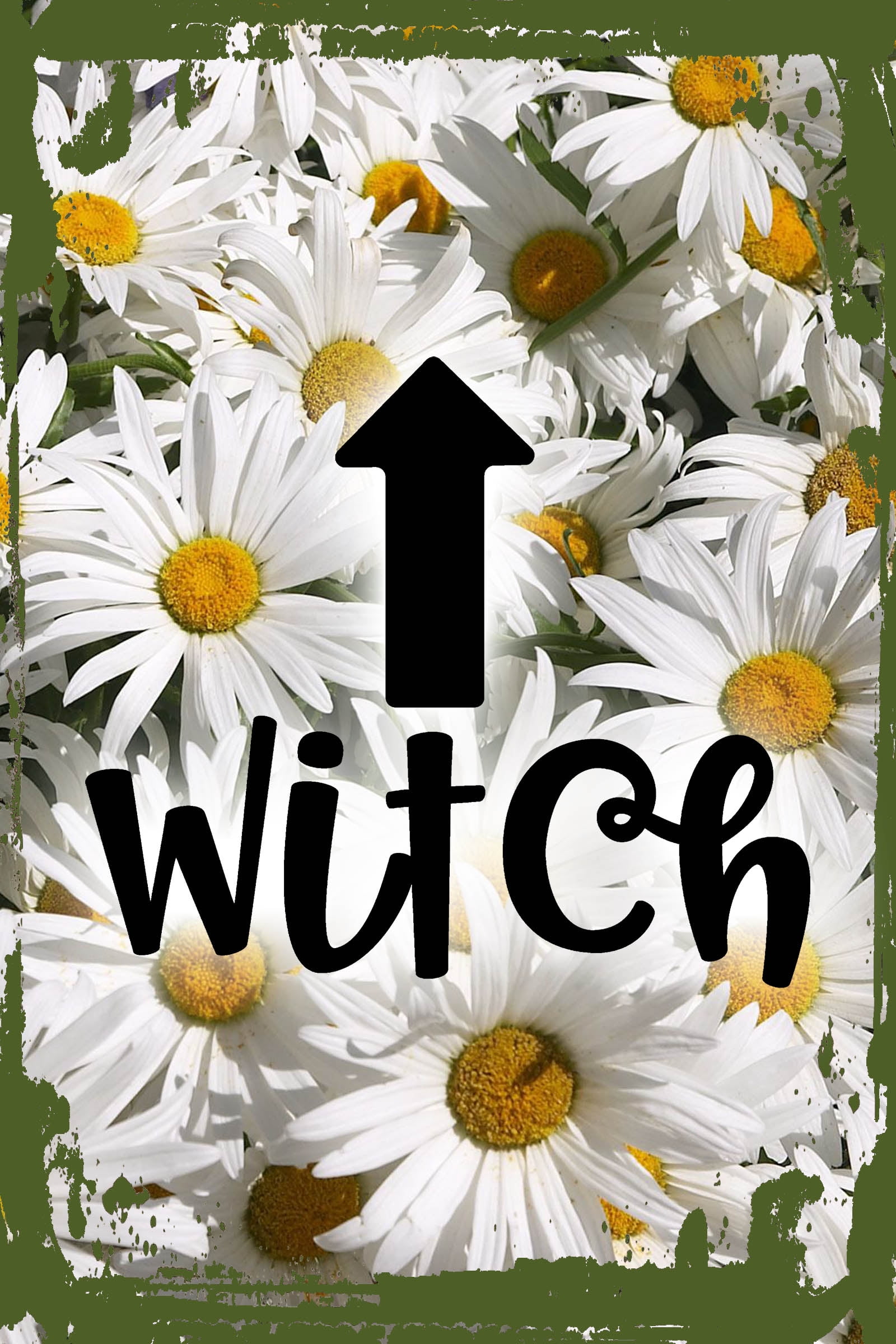 Daisy Flower Wall Art Witch arrow up me funny magic spells broom occult ...
