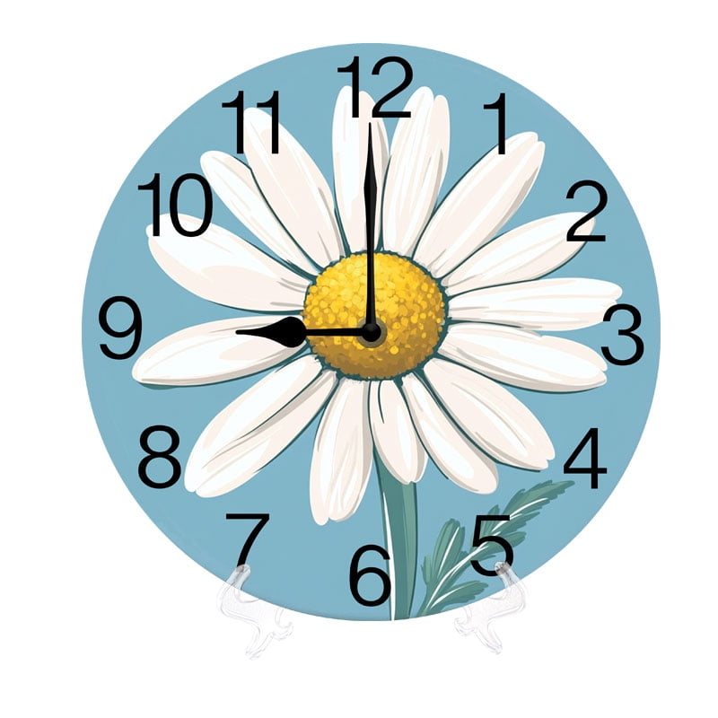 Daisy Flower Wall Clock, Non Ticking Silent Quartz Analog Clocks ...