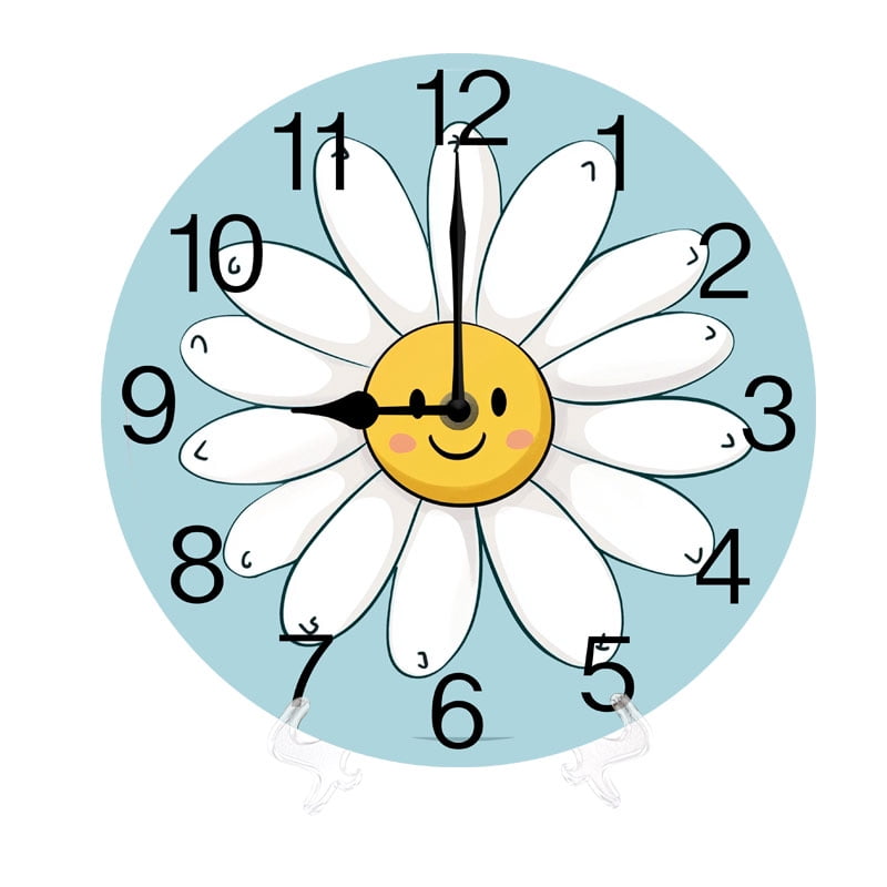 Daisy Flower Wall Clock, Non Ticking Silent Quartz Analog Clocks ...
