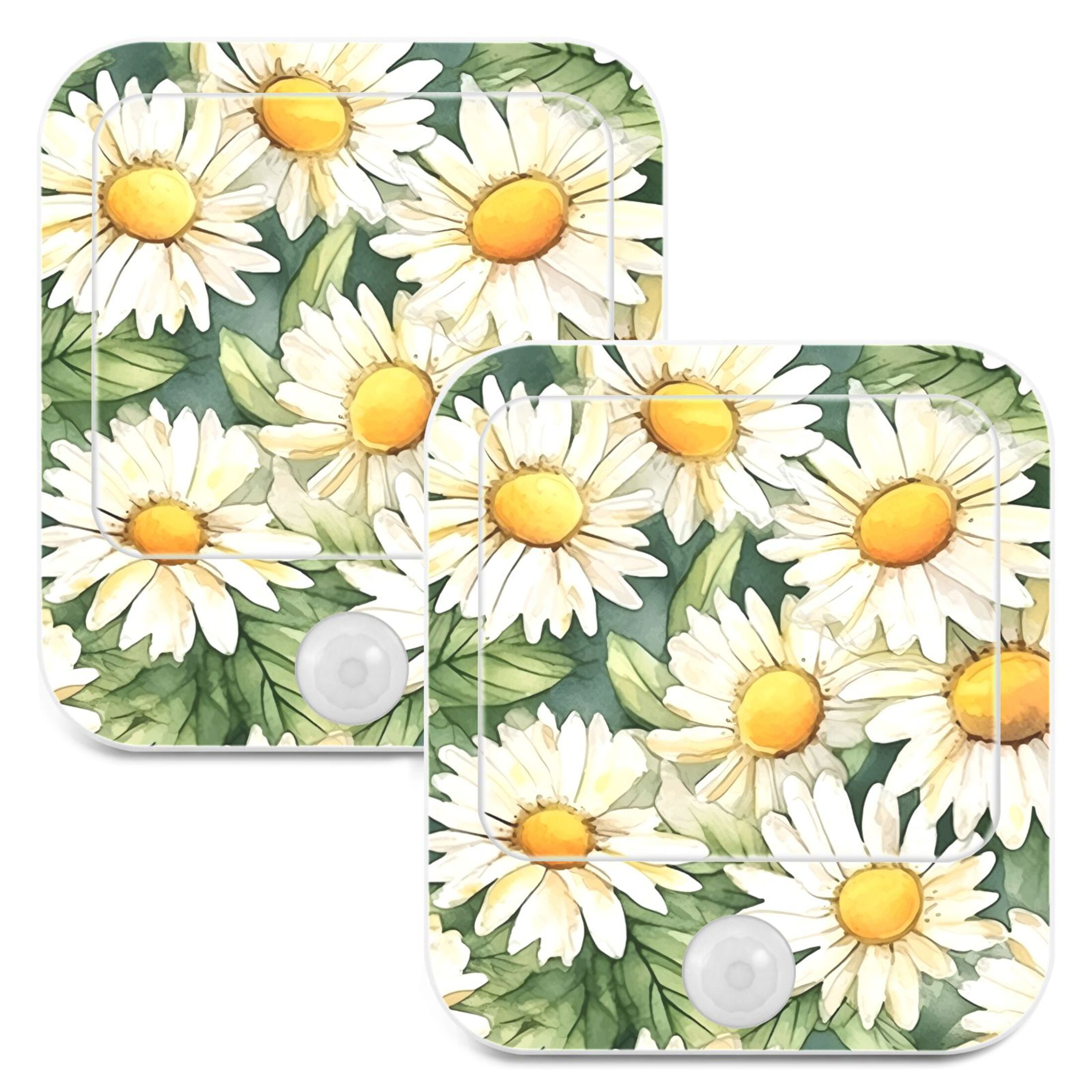 Daisy Flower Watercolor LED Motion Sensor Night Light Plug into Wall 2 ...