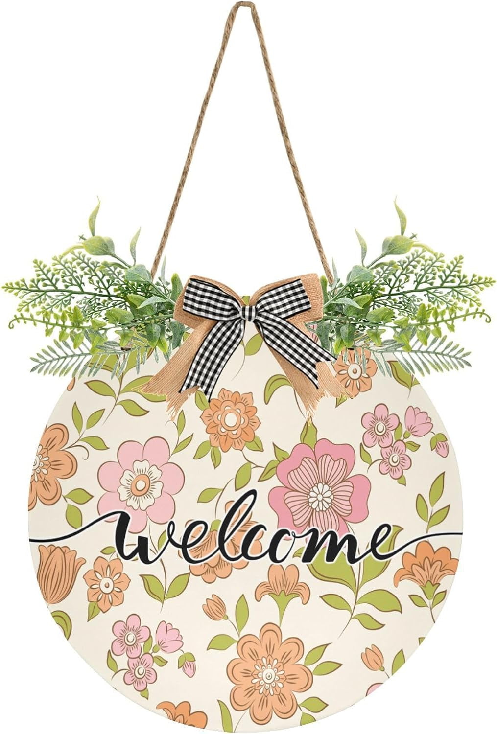 Daisy Flower Welcome Sign Farmhouse Front Porch Door Hanging Welcome ...
