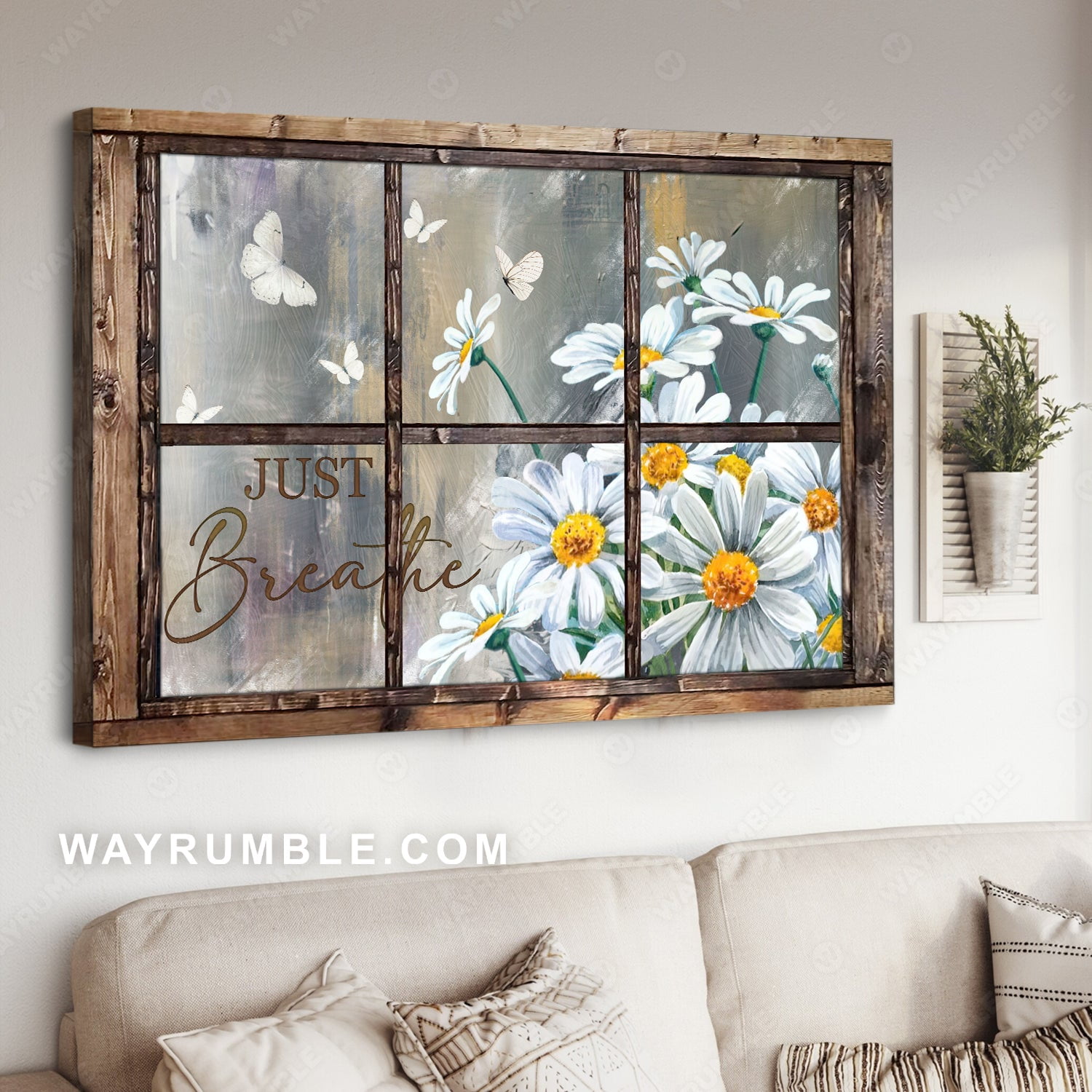 Daisy Flower, Window Frame, Just Breathe - Jesus Landscape Poster ...
