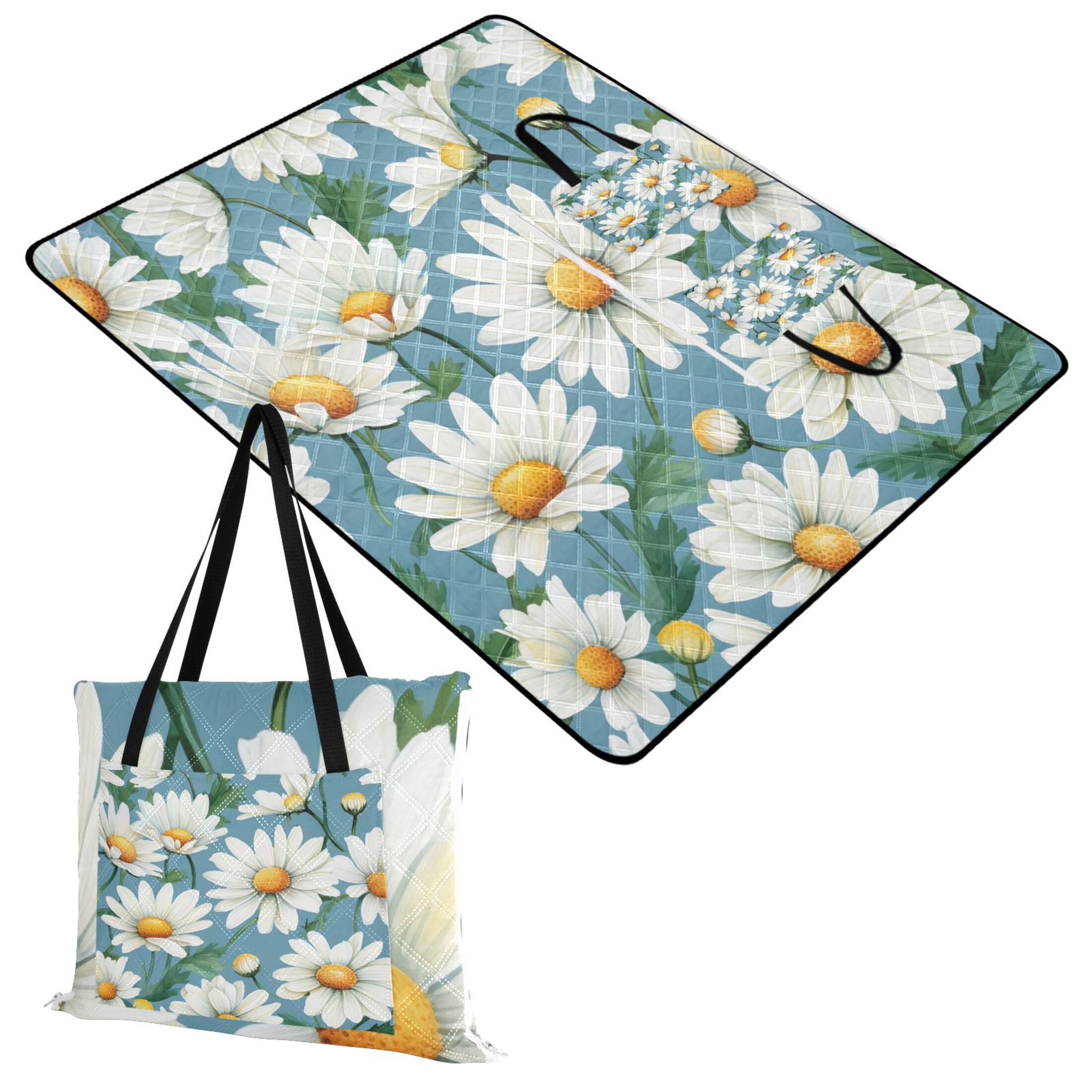 Daisy Flower and Bud Extra Large Picnic Beach Blanket Waterproof Sand ...