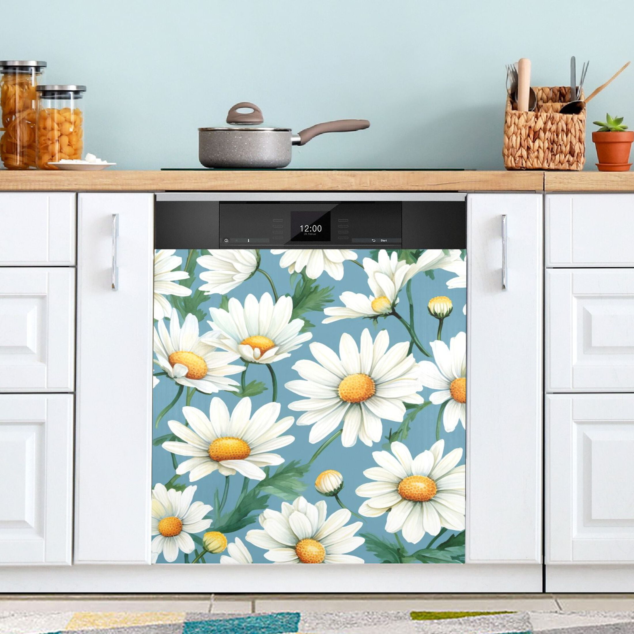 Daisy Flower and Bud Magnetic Dishwasher Covers Refrigerator Magnet ...