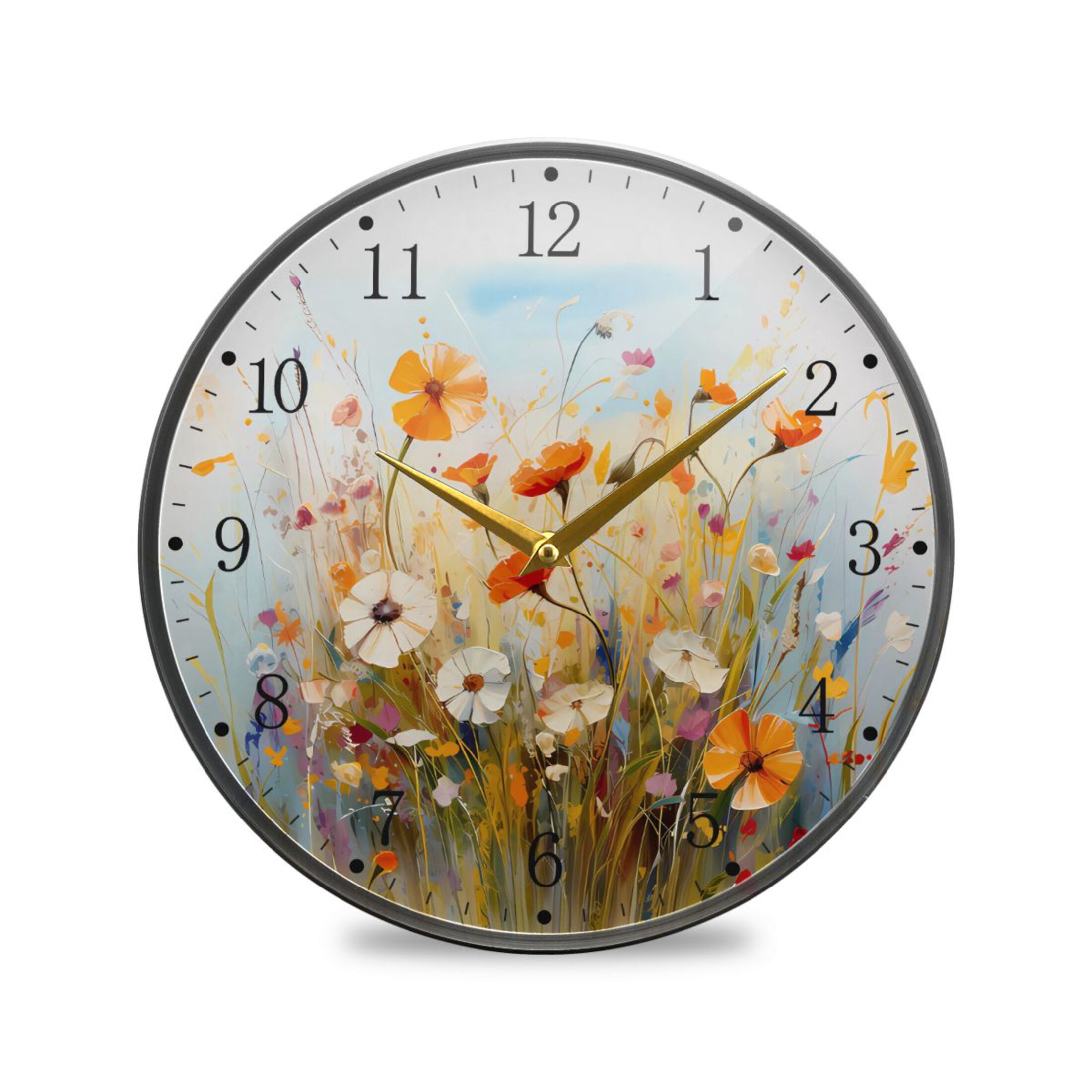 Daisy Flowers Acrylic Wall Clocks Quiet Round Clock Battery Operated ...