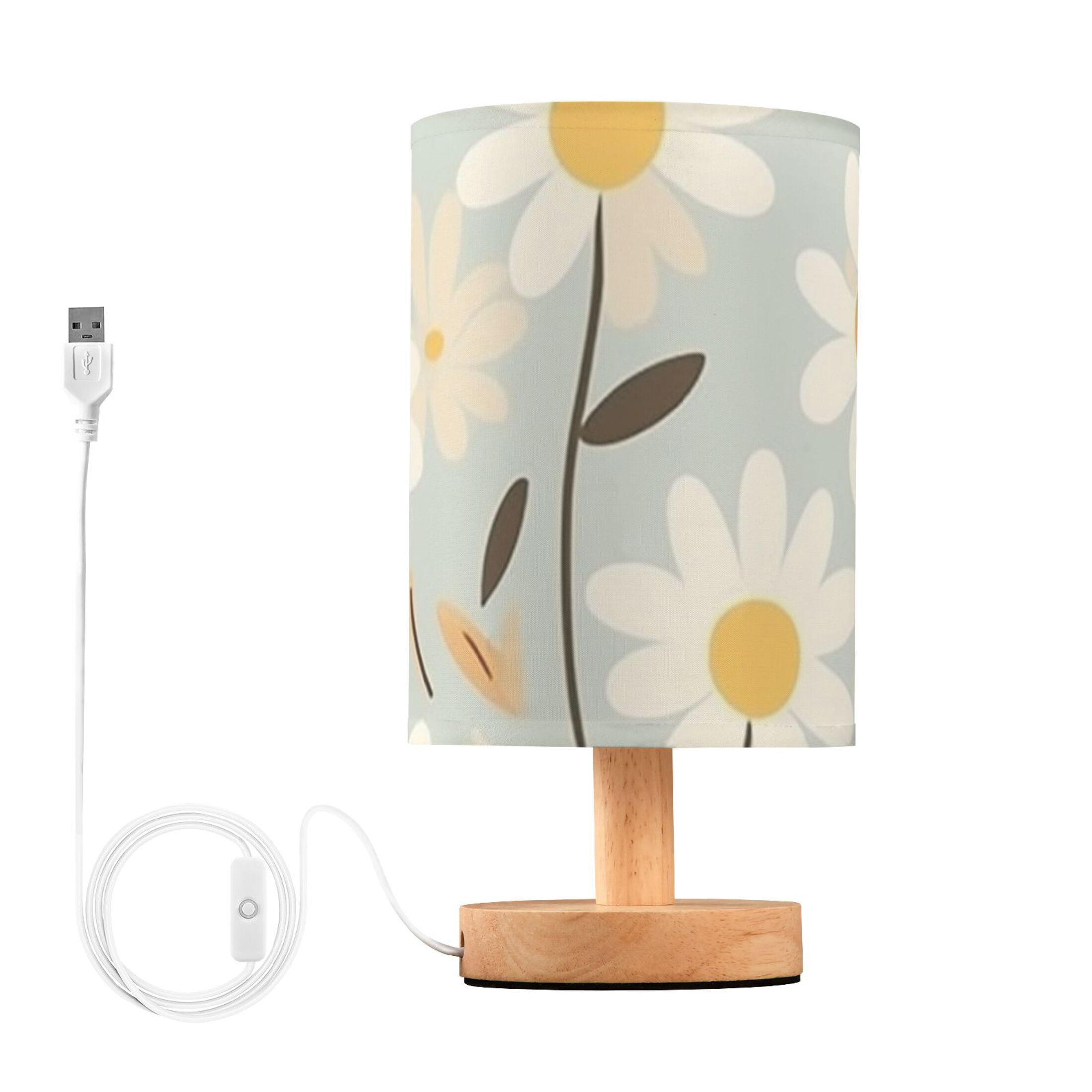 Daisy Flowers Bedside Table Lamp LED Warm Lights with USB Charging Port ...