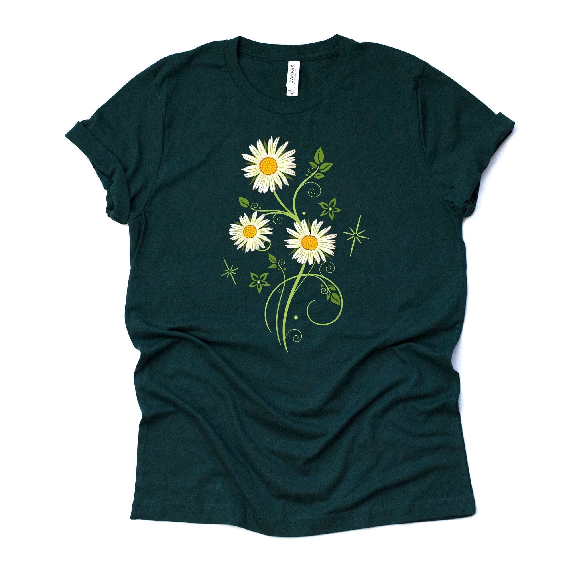 Daisy Flowers Bella Canvas Shirt, Floral Swirl Design - Walmart.com