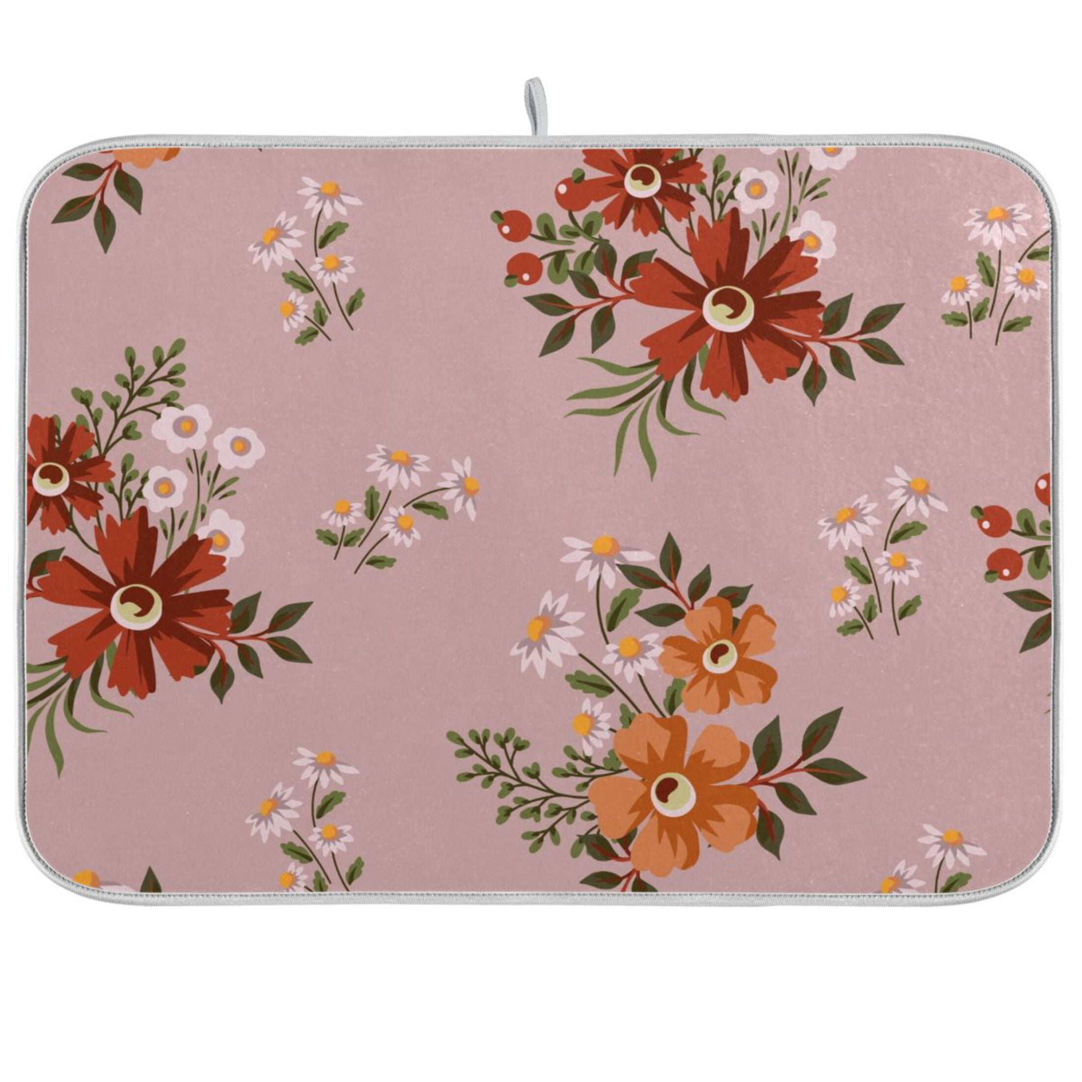 Daisy Flowers Floral Dish Drying Mat Microfiber Kitchen Mats Large ...
